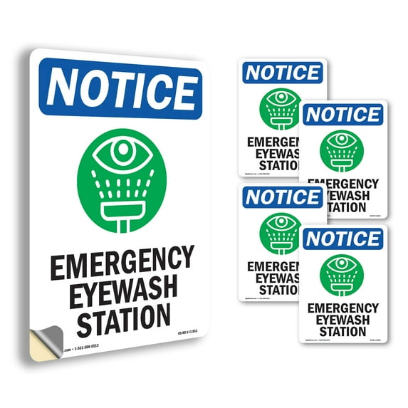 Emergency Eyewash Station With Symbol OSHA Notice Vinyl Decal Label 7 ...