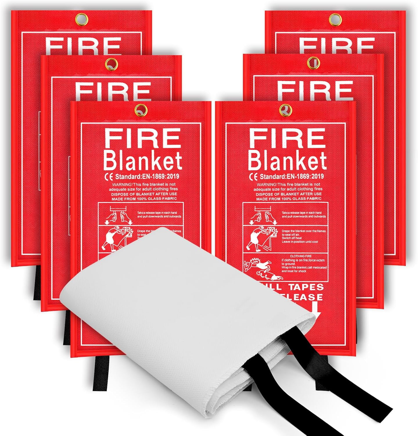 Emergency Fire Blanket, 1 Pack 40” x 40” Fiberglass Fire Suppression ...