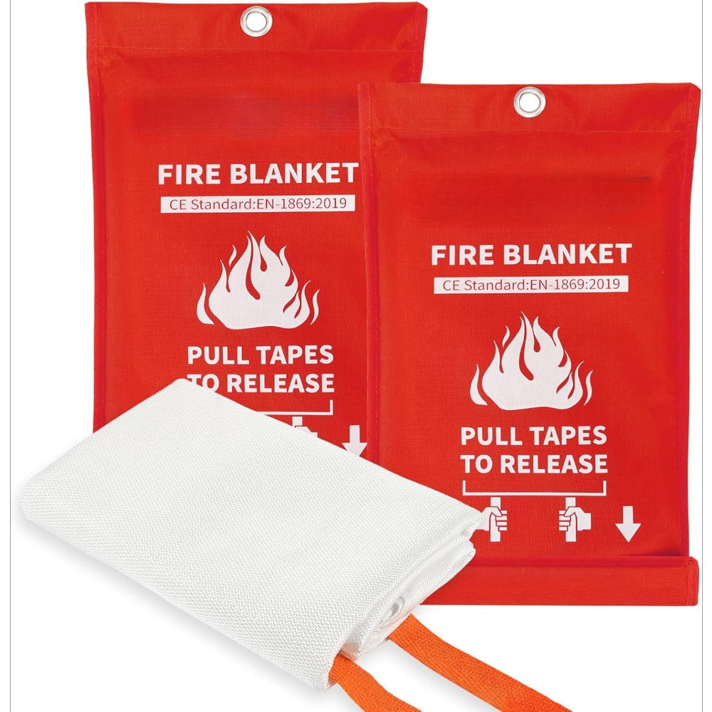 Emergency Fire Blanket - 2 Pack 40"x40" Flame Suppression Fiberglass ...
