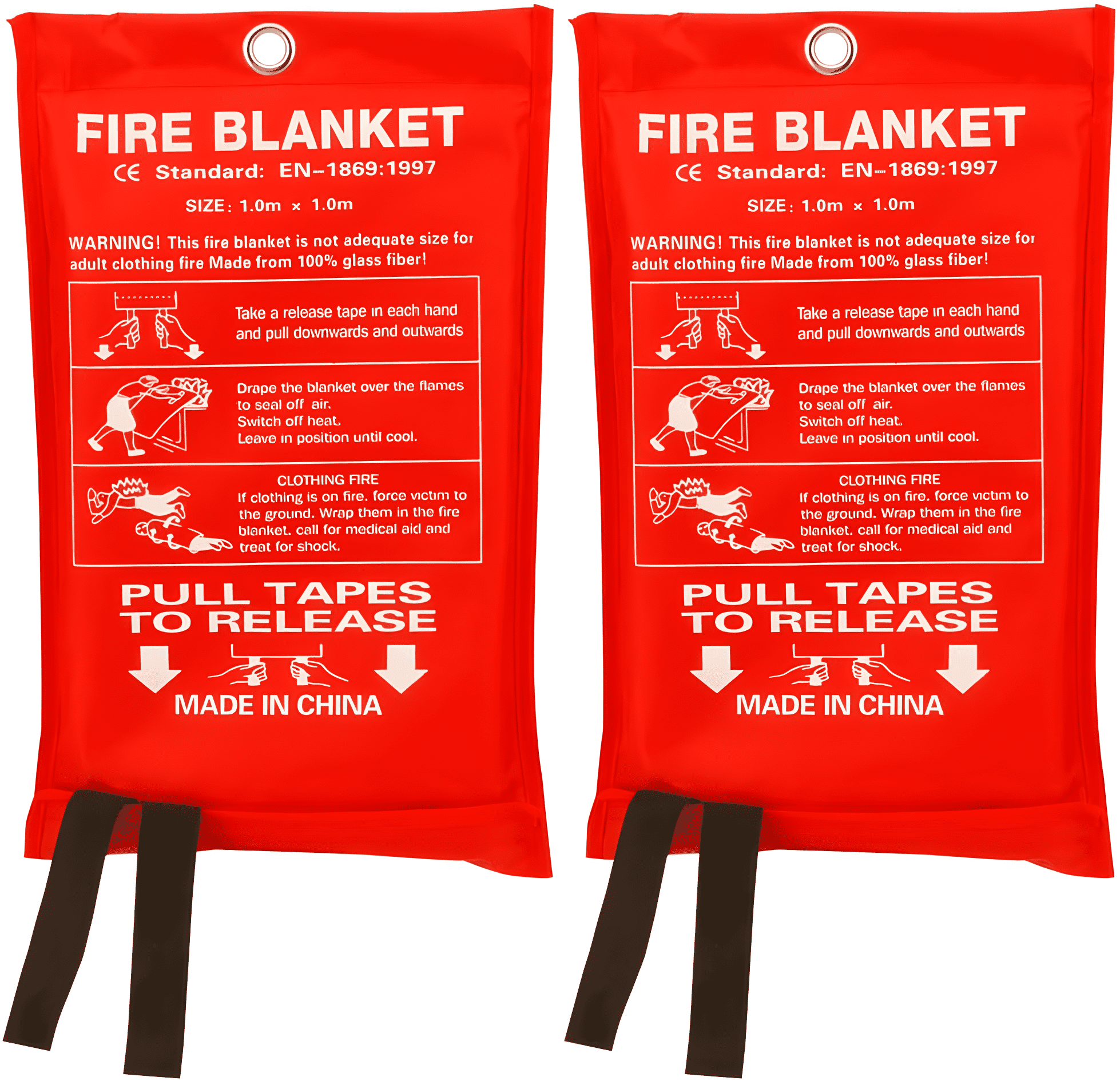 2 Pack 47"x47" Fire Blanket, Large Fire Cloth, Survival Blanket Must ...