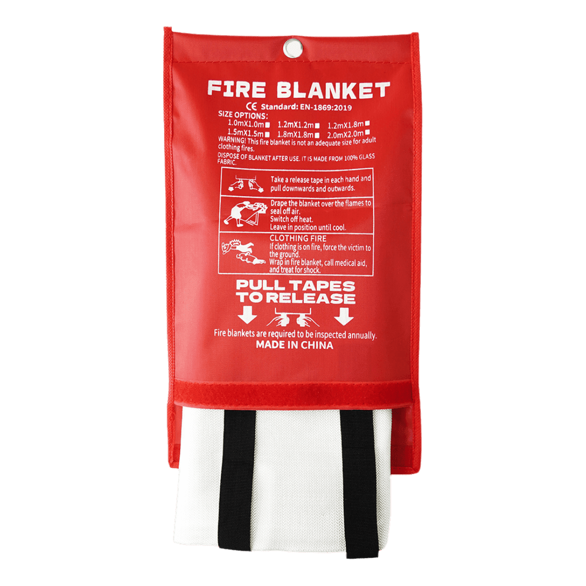 Emergency Fire Blanket 40x40 Inches Fiberglass w/Gloves Hooks Whistle ...
