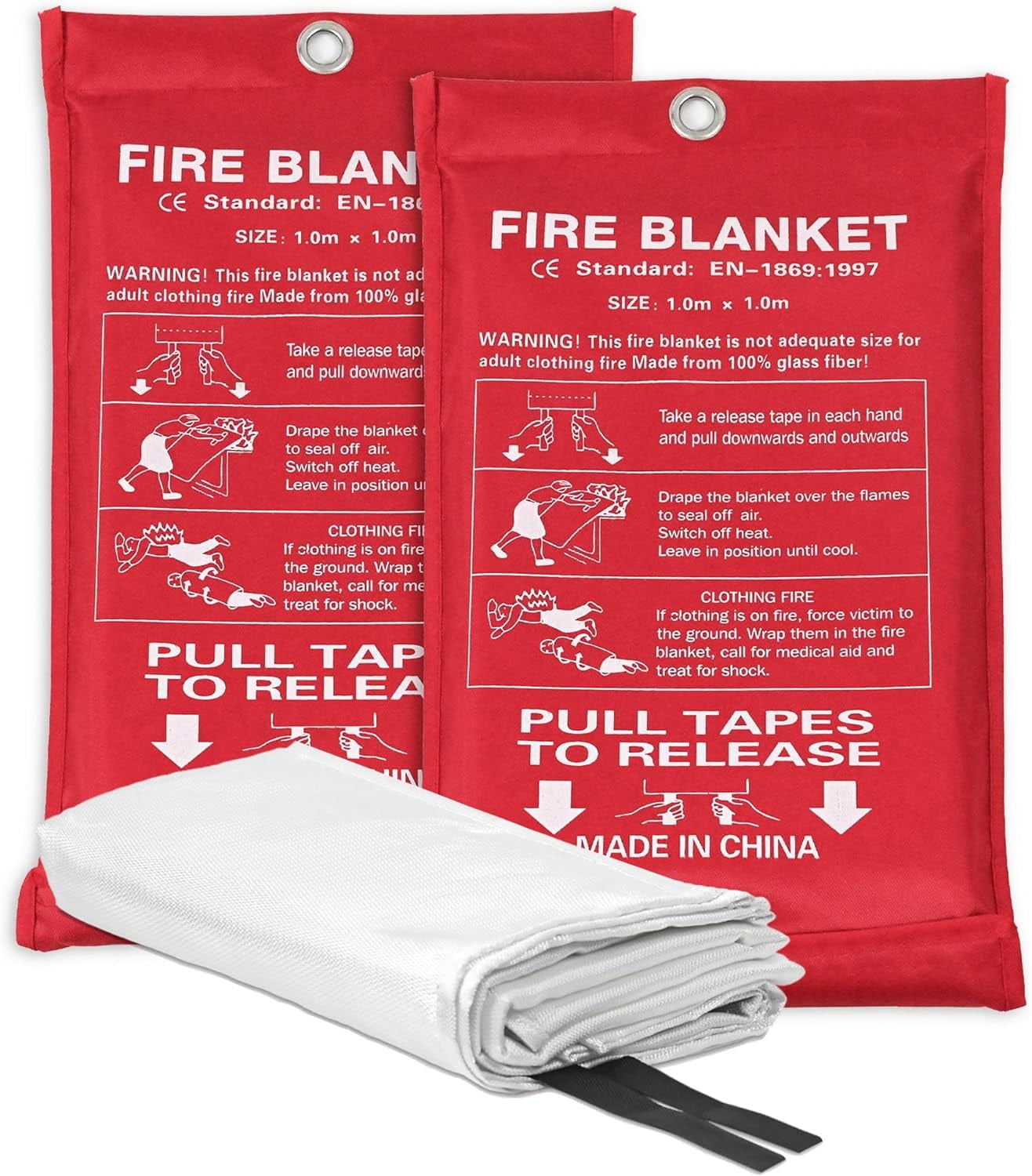 Emergency Fire Blanket for Home - 2 Pack Fire Suppression Flame ...