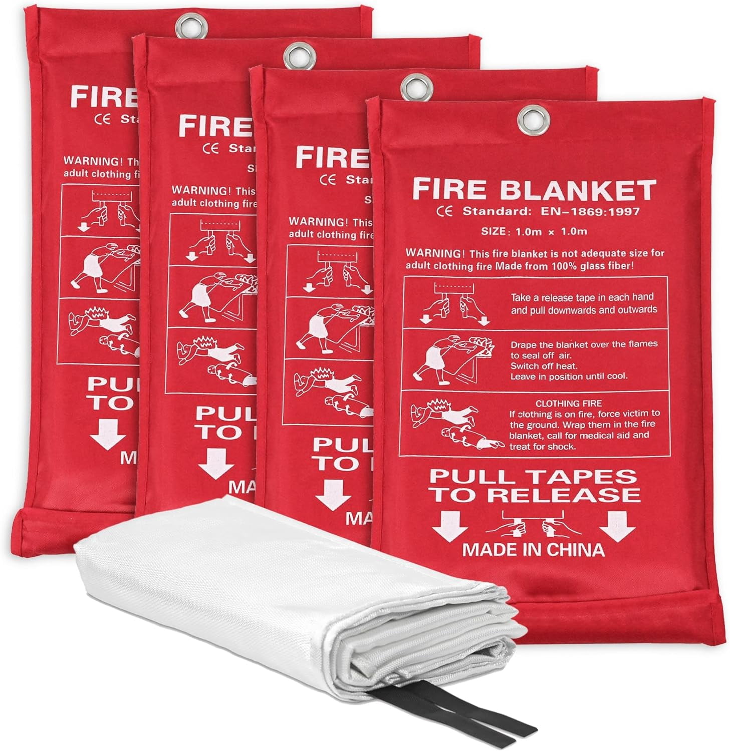 Protection Fire Blanket 4 Pack - Essential Survival Rescue Tool for ...