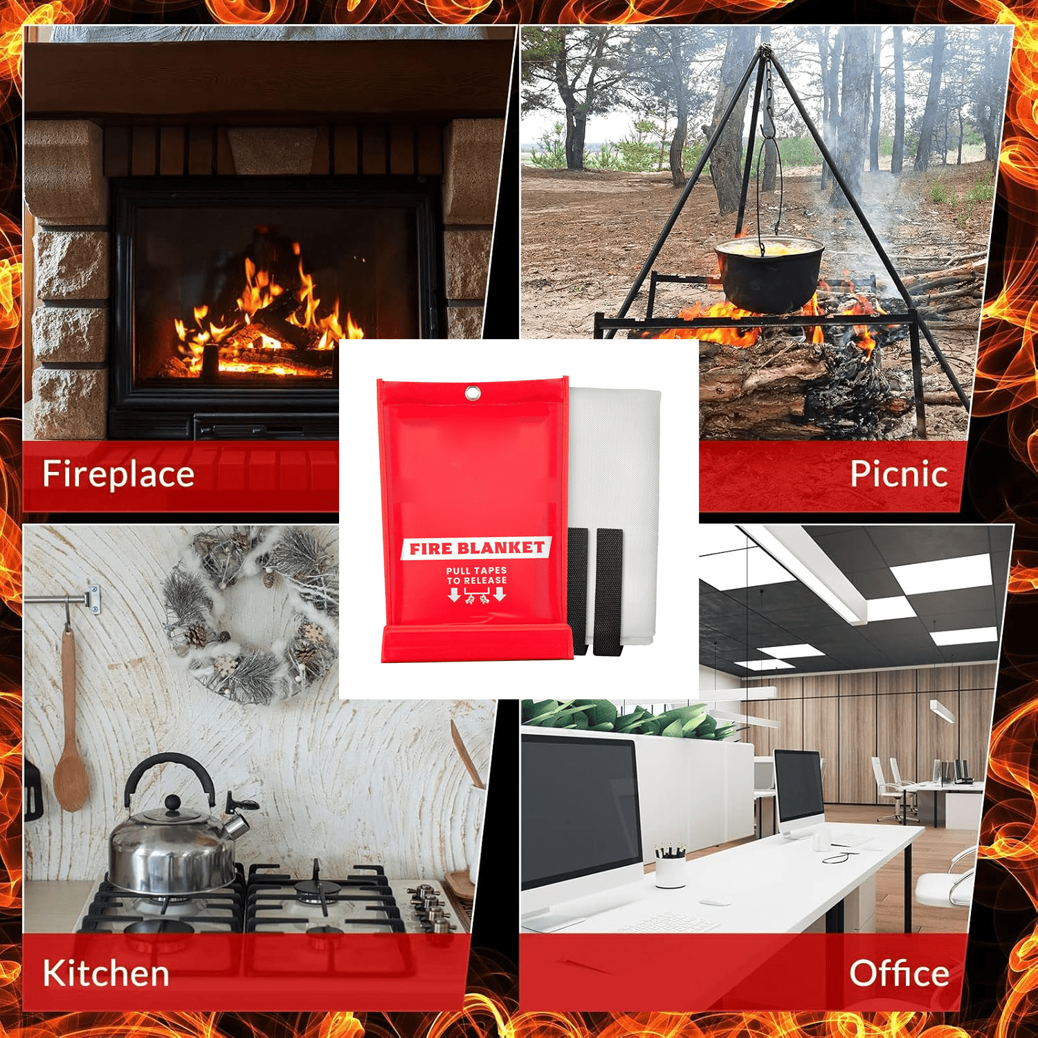 Emergency Fire Blanket for Home and Kitchen - 2 Pack 40" x 40 ...