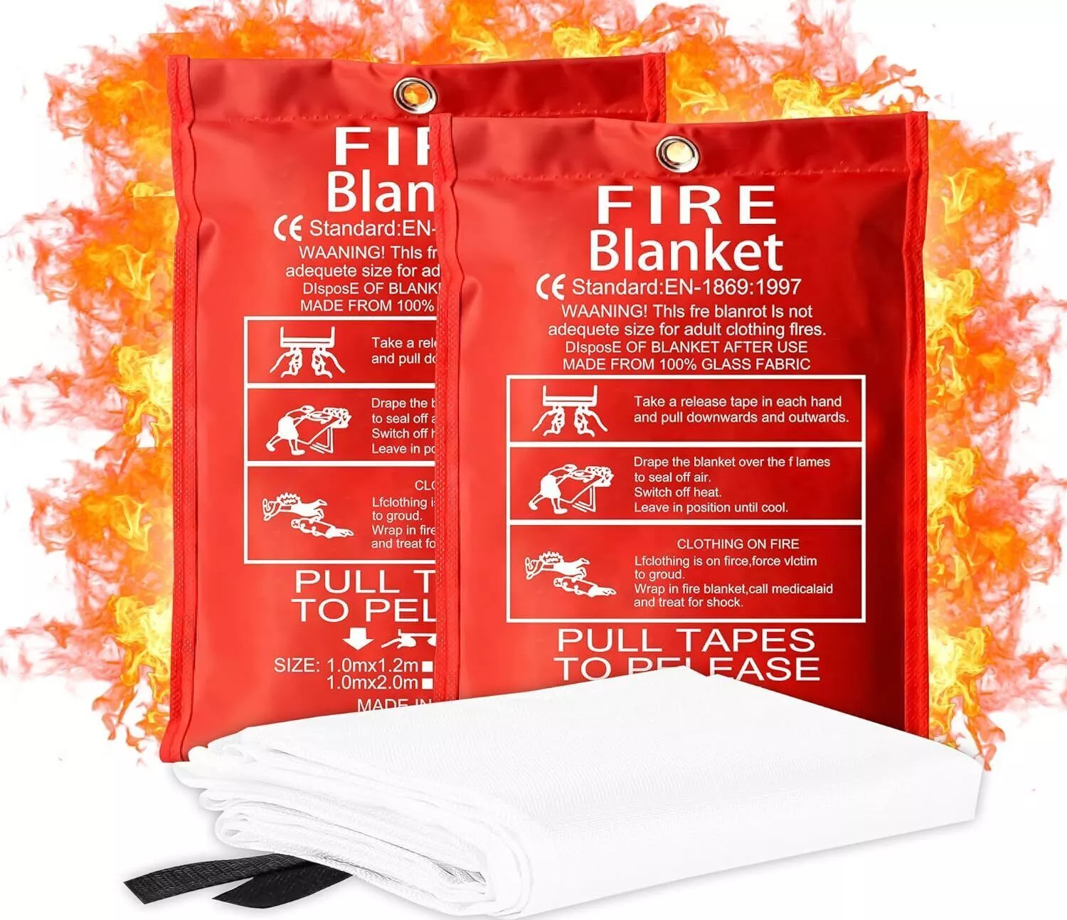 Emergency Fire Blanket for Home and Kitchen - 2 Pack - Fire Blankets ...