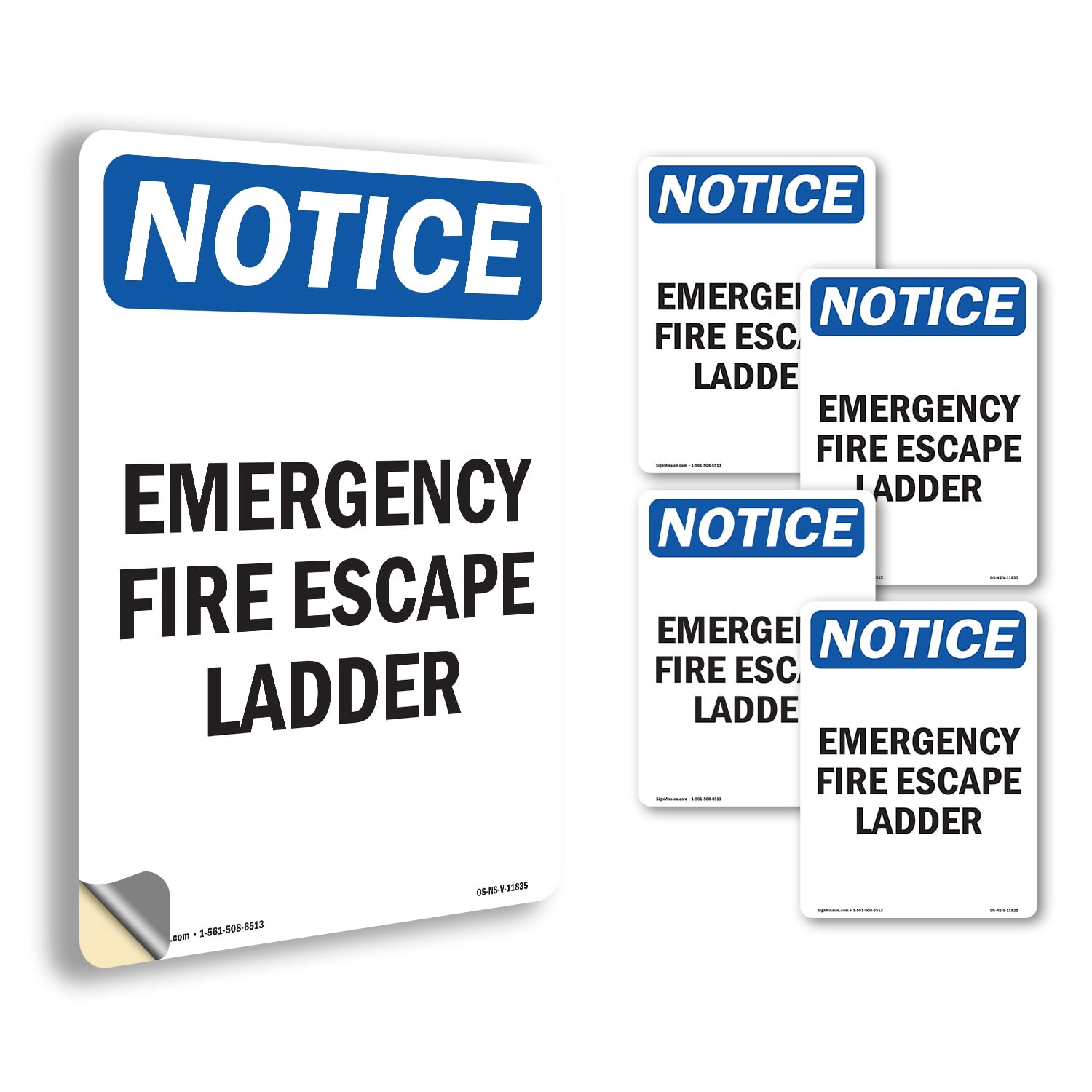 Emergency Fire Escape Ladder OSHA Notice Vinyl Decal Label 10 Inch x 7 ...