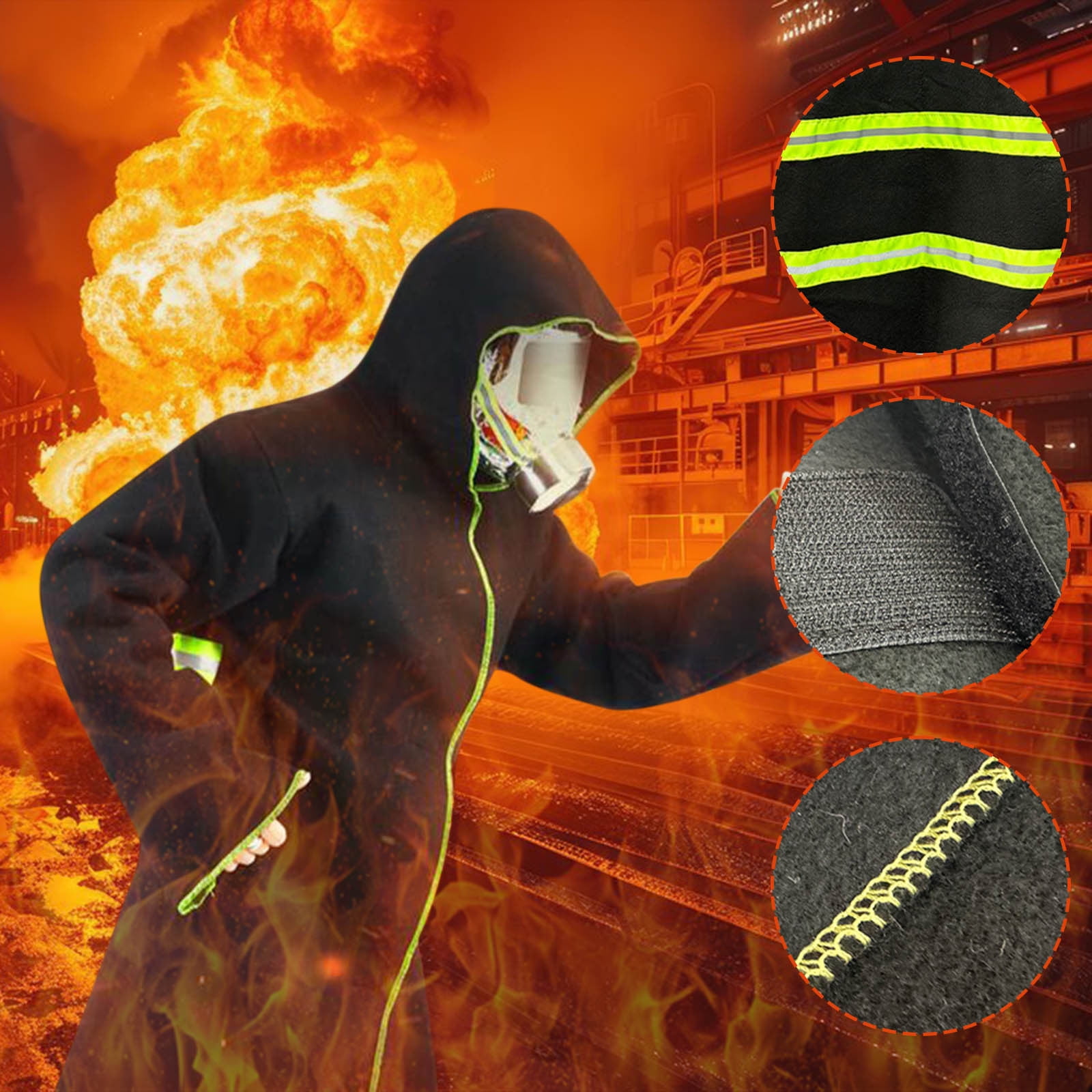 Emergency Fireproof Cloak with Hood, Fire Escape Cloak, Fire Suit 1000 ...