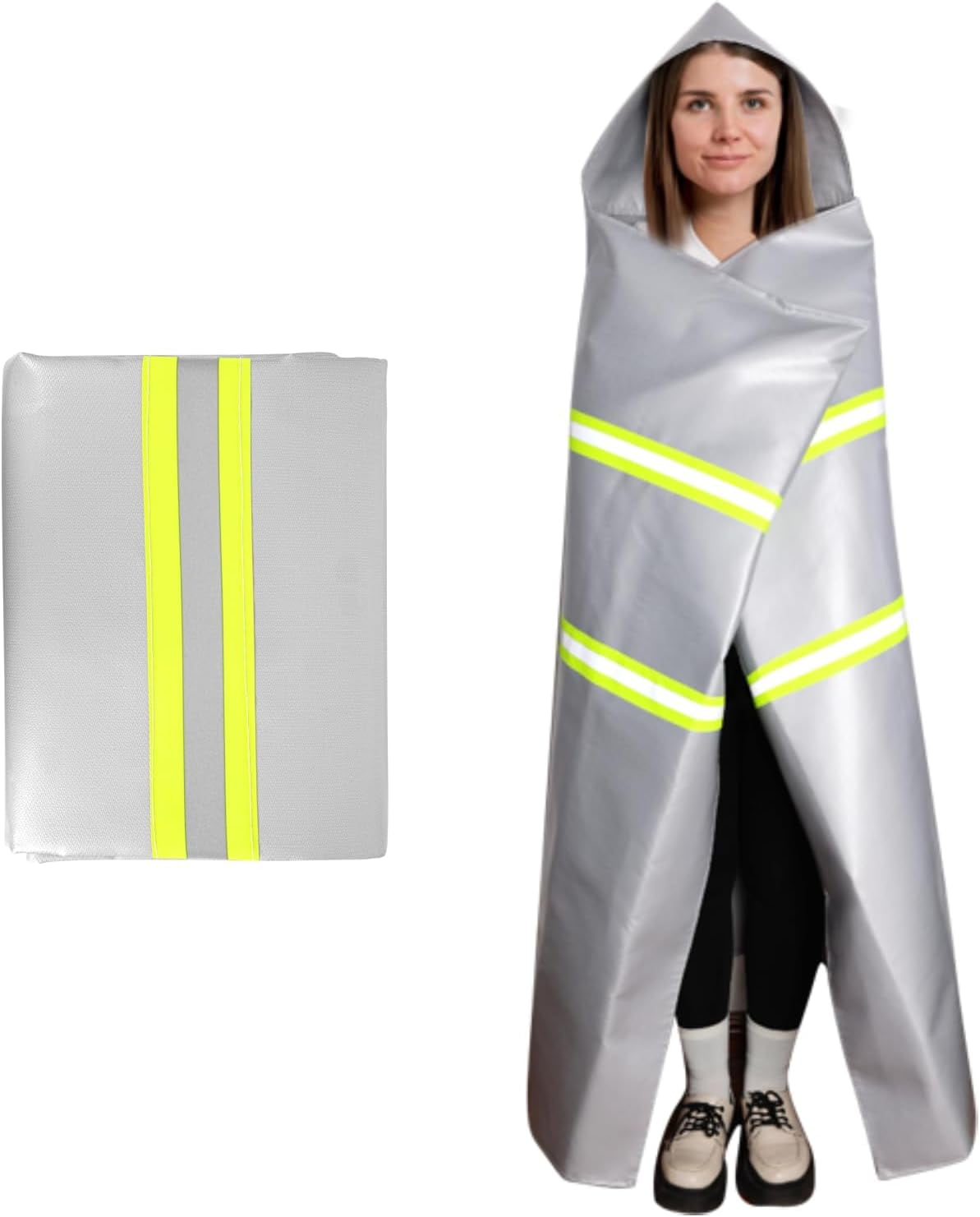 Emergency Fireproof Cloak with Hood – Silver Silicone Coated Fiberglass ...
