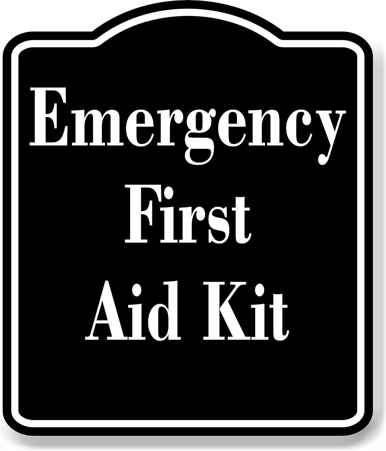 Emergency First Aid Kit OSHA BLACK Aluminum Composite Sign, 15"x18 ...