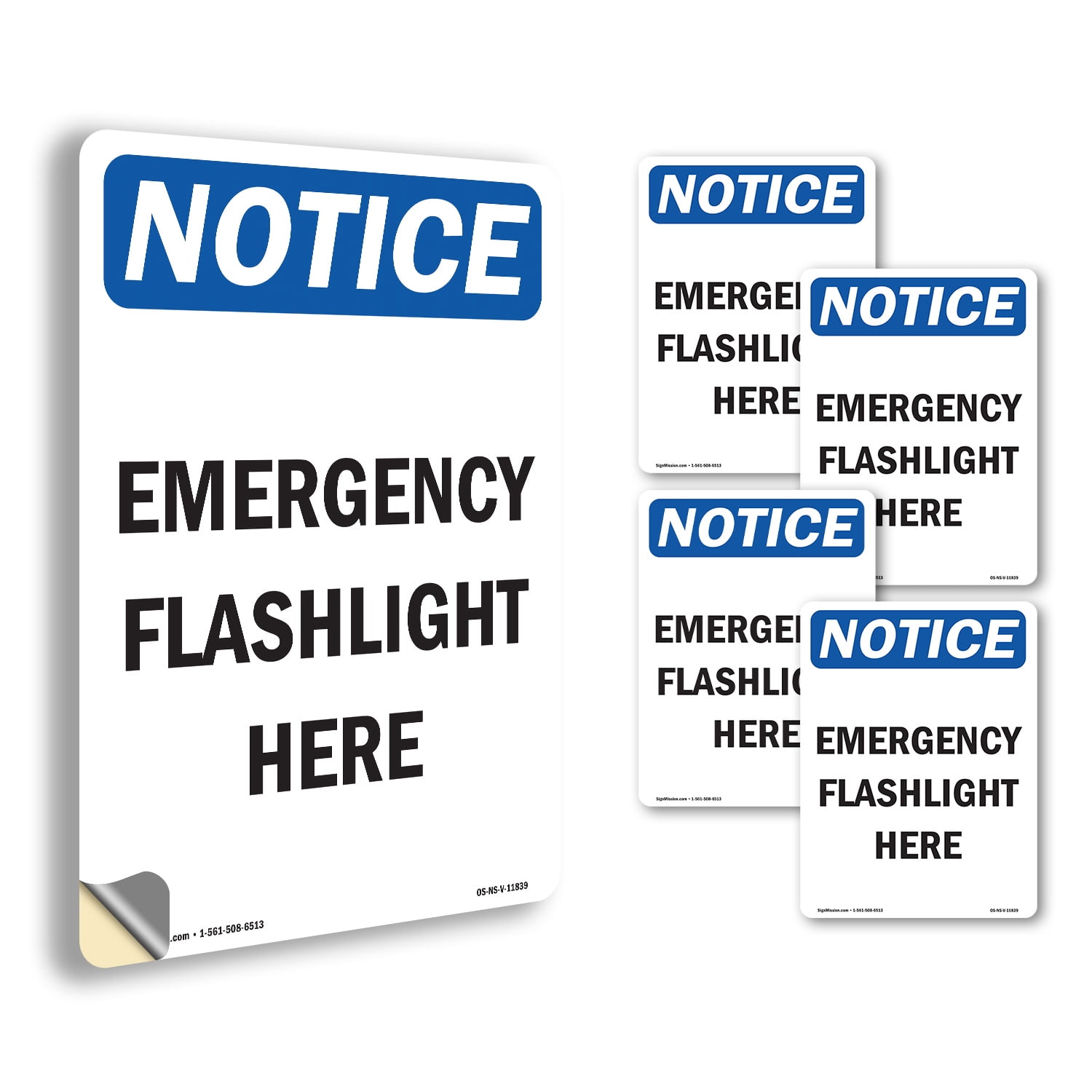Emergency Flashlight Here OSHA Notice Vinyl Decal Label 7 Inch x 5 Inch ...