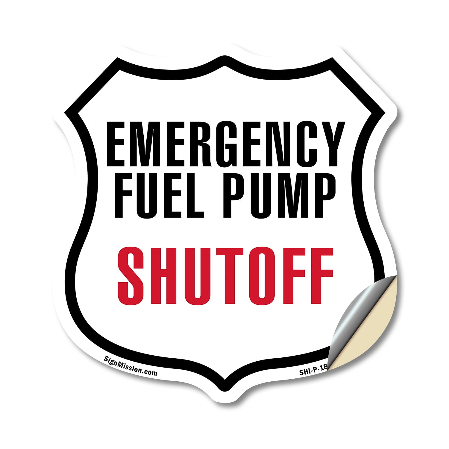 Emergency Fuel Pump Shut Off (5 Pack) 4 inch X 4 inch Shield Shaped ...