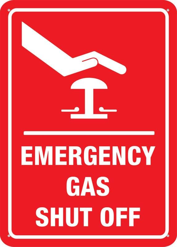 Emergency Gas Shut Off 12X8 Inches Metal Aluminum Signs Weather ...
