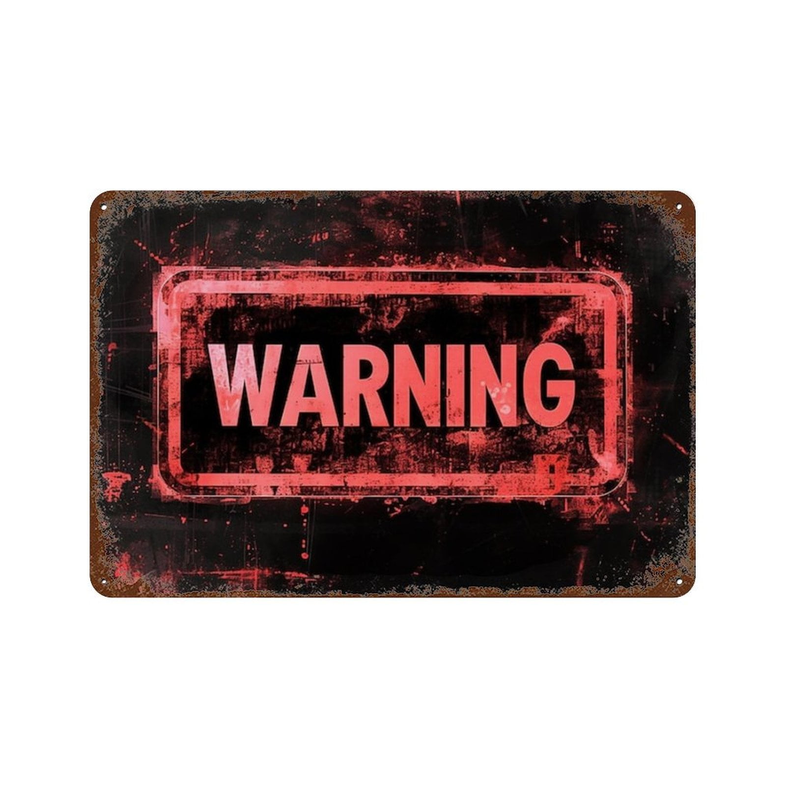 High - Contrast Red "WARNING" Sign with Distressed Black Background ...