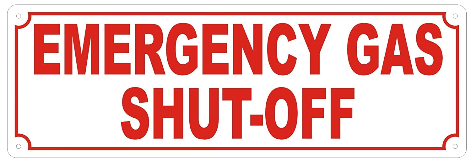 Emergency Gas Shut Off Sign -Reflective (White, Aluminum, 4X12) (ref ...