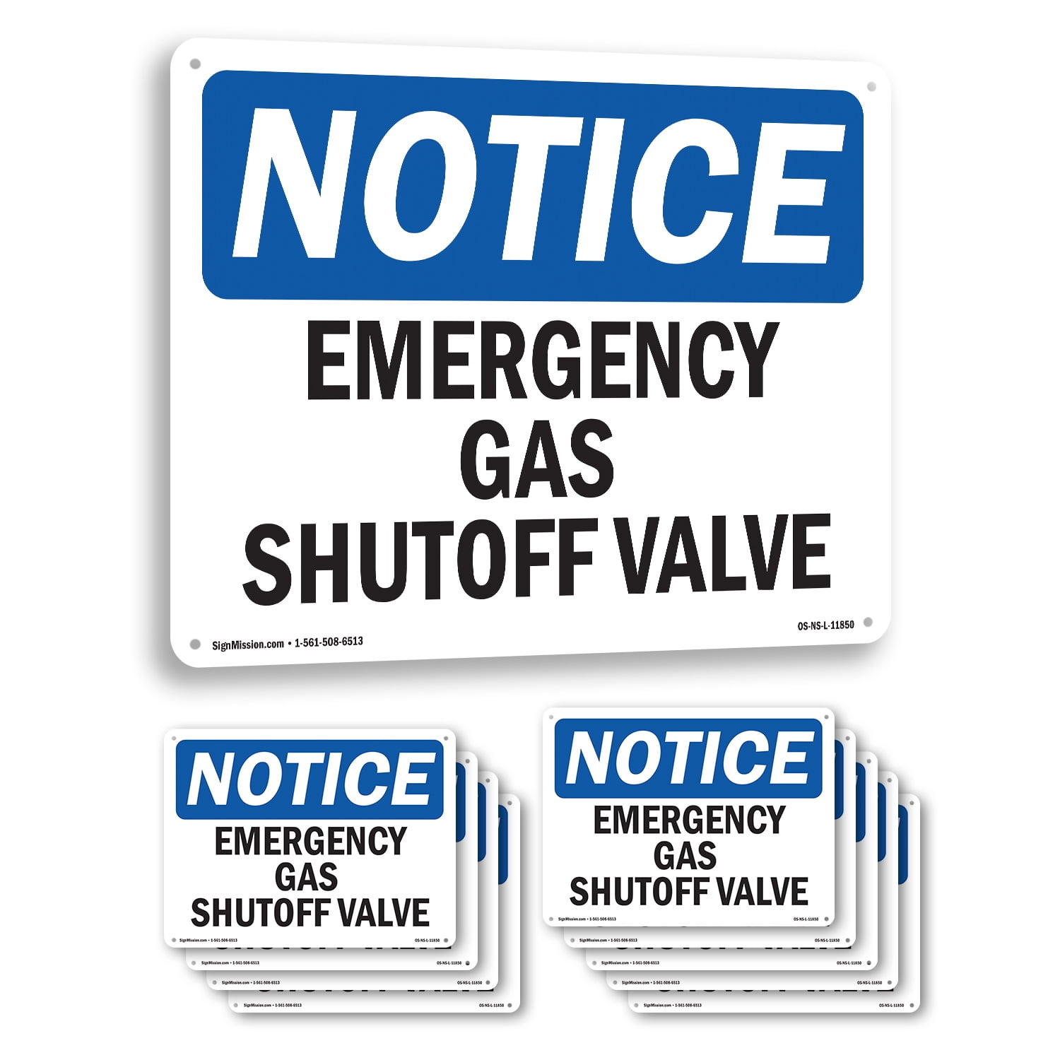 Emergency Gas Shutoff Valve OSHA Notice Aluminum Sign 24 Inch x 18 Inch ...
