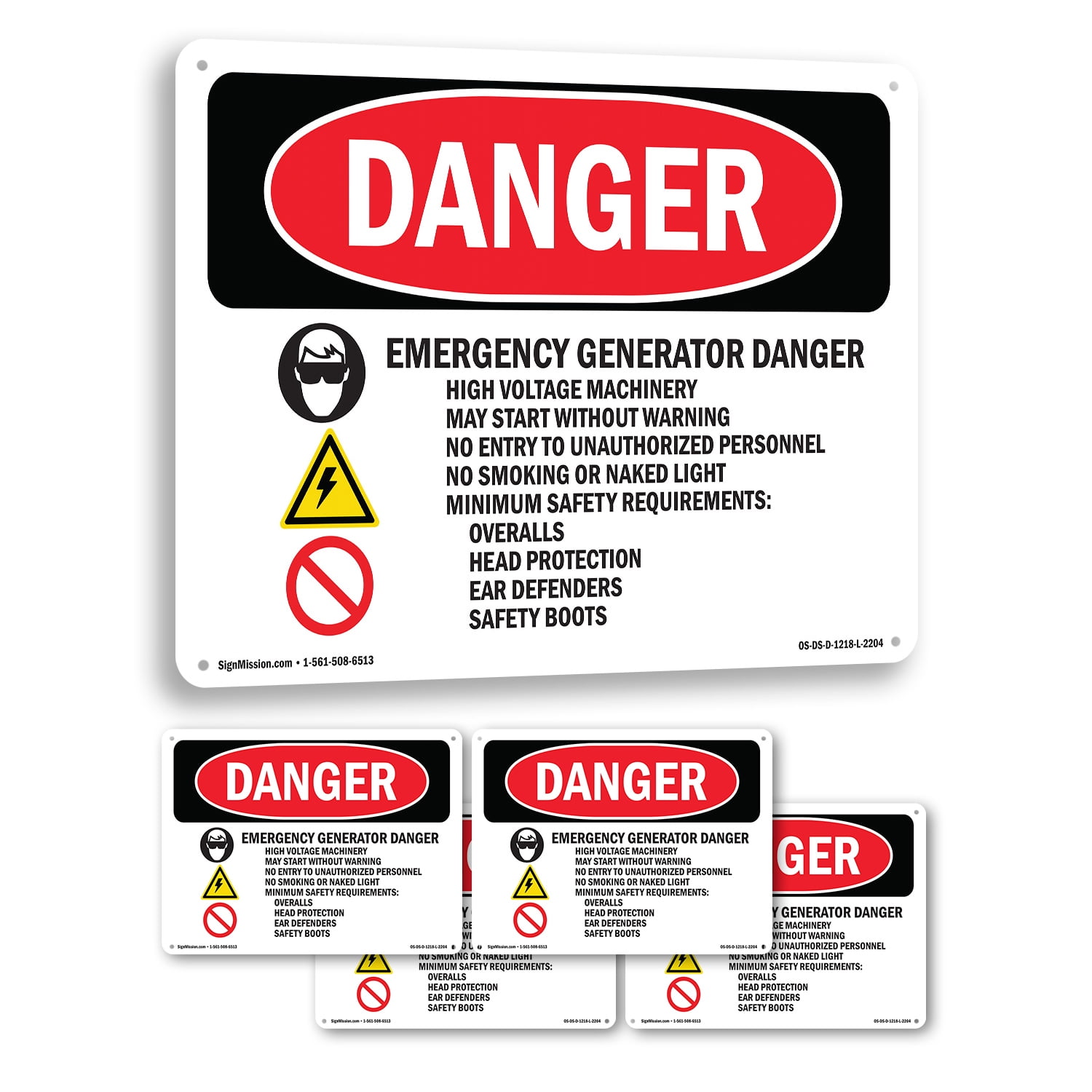 Emergency Generator Danger High OSHA Danger Aluminum Sign 10 Inch x 7 ...