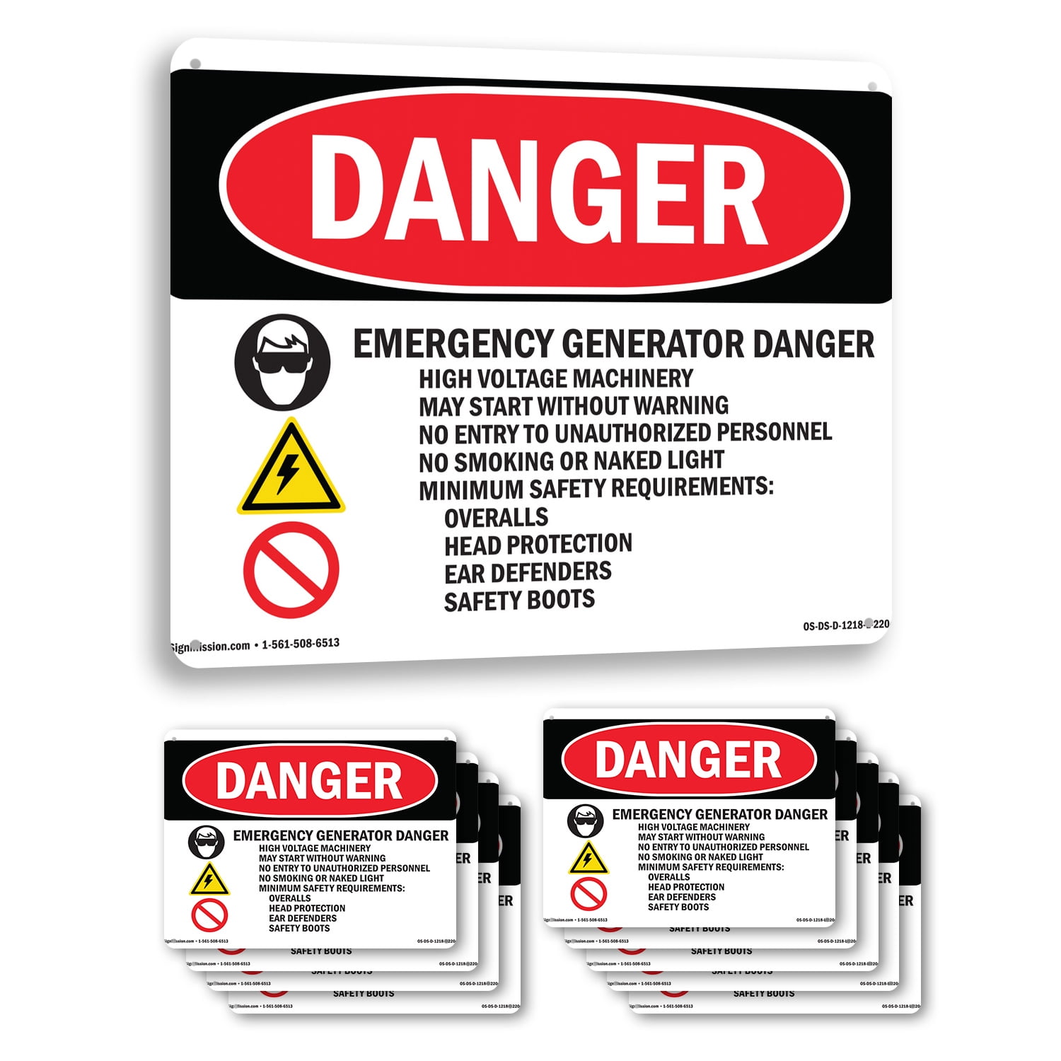 Emergency Generator Danger High OSHA Danger Rigid Plastic Sign 10 Inch ...