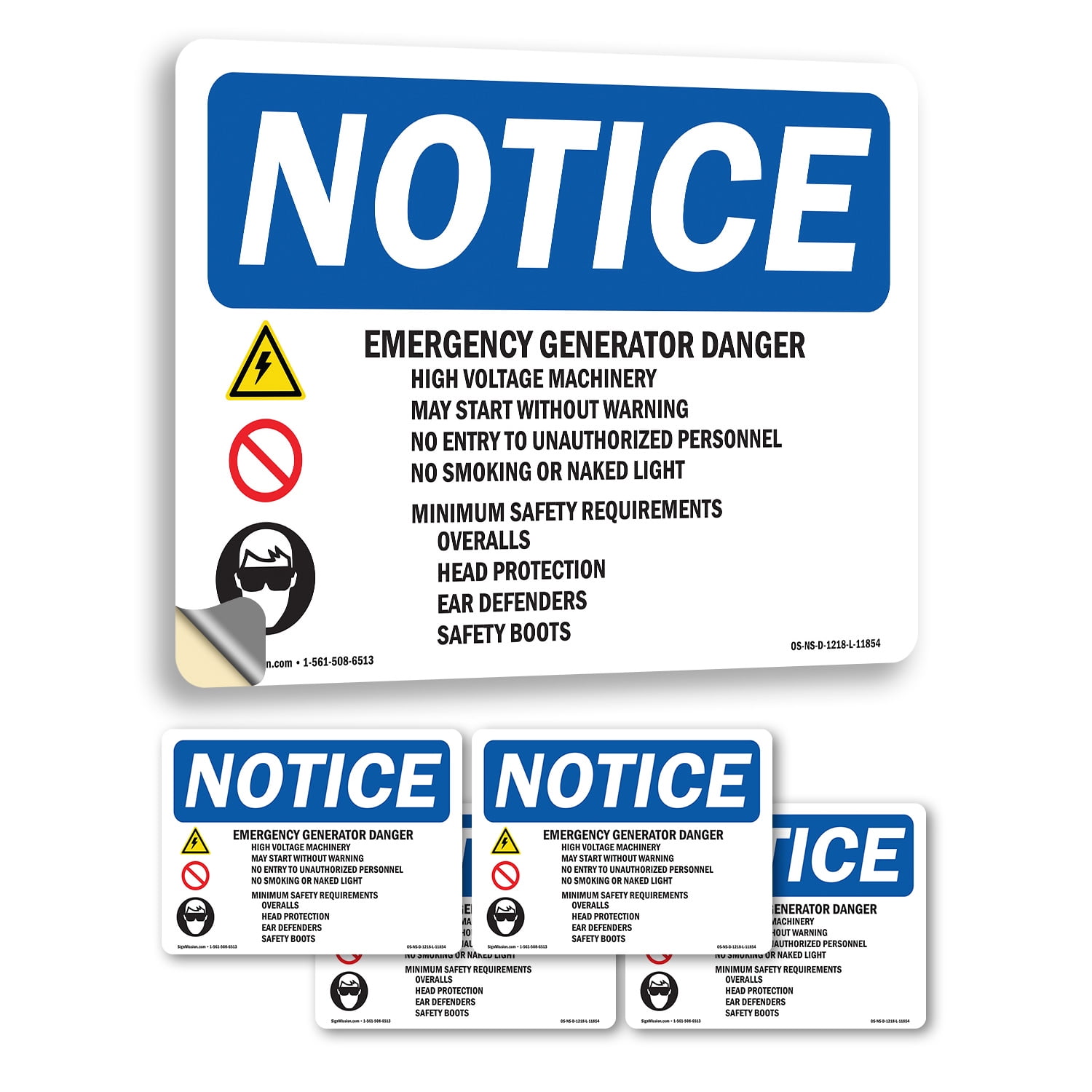 Emergency Generator Danger High With Symbol OSHA Notice Vinyl Decal ...