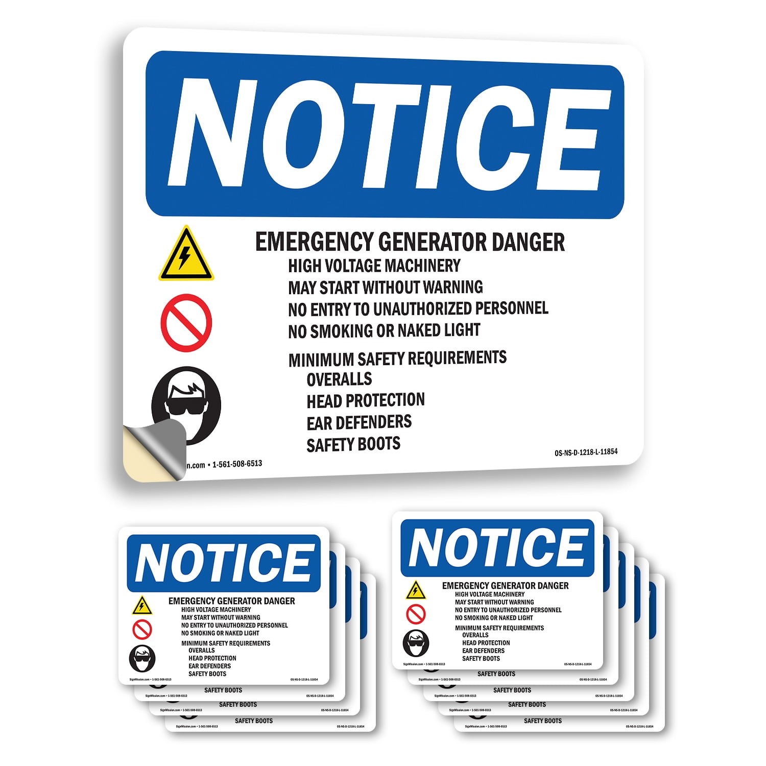 Emergency Generator Danger High With Symbol OSHA Notice Vinyl Decal ...