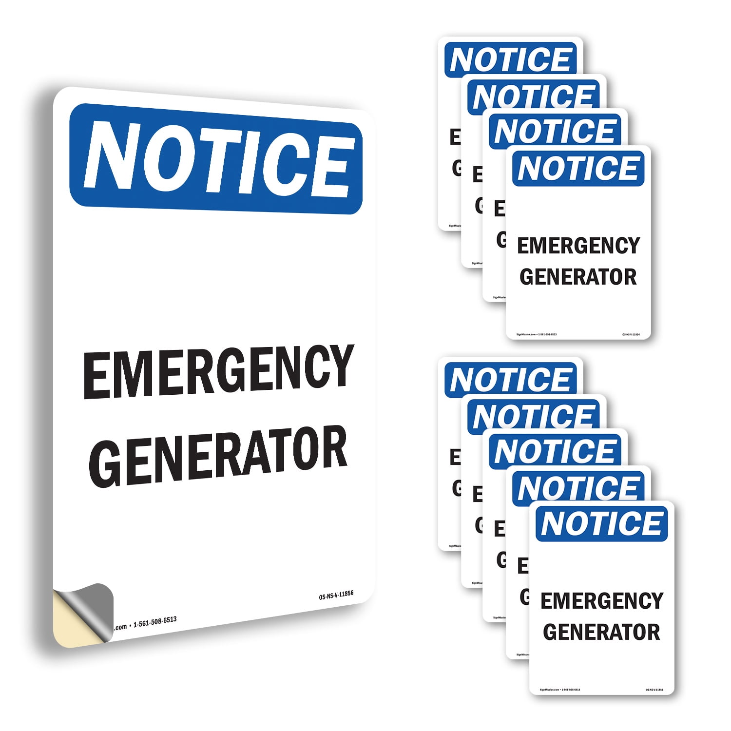 Emergency Generator OSHA Notice Vinyl Decal Label 18 Inch x 12 Inch ...