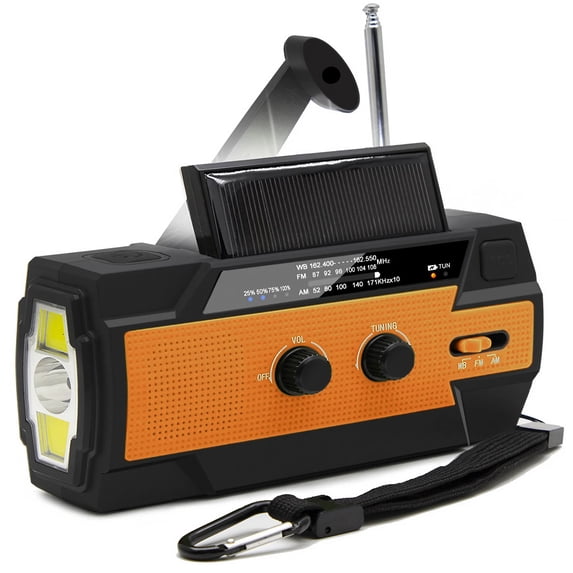 Emergency Hand Crank Radio - 4000mAh Solar Powered Hand Crank Portable ...