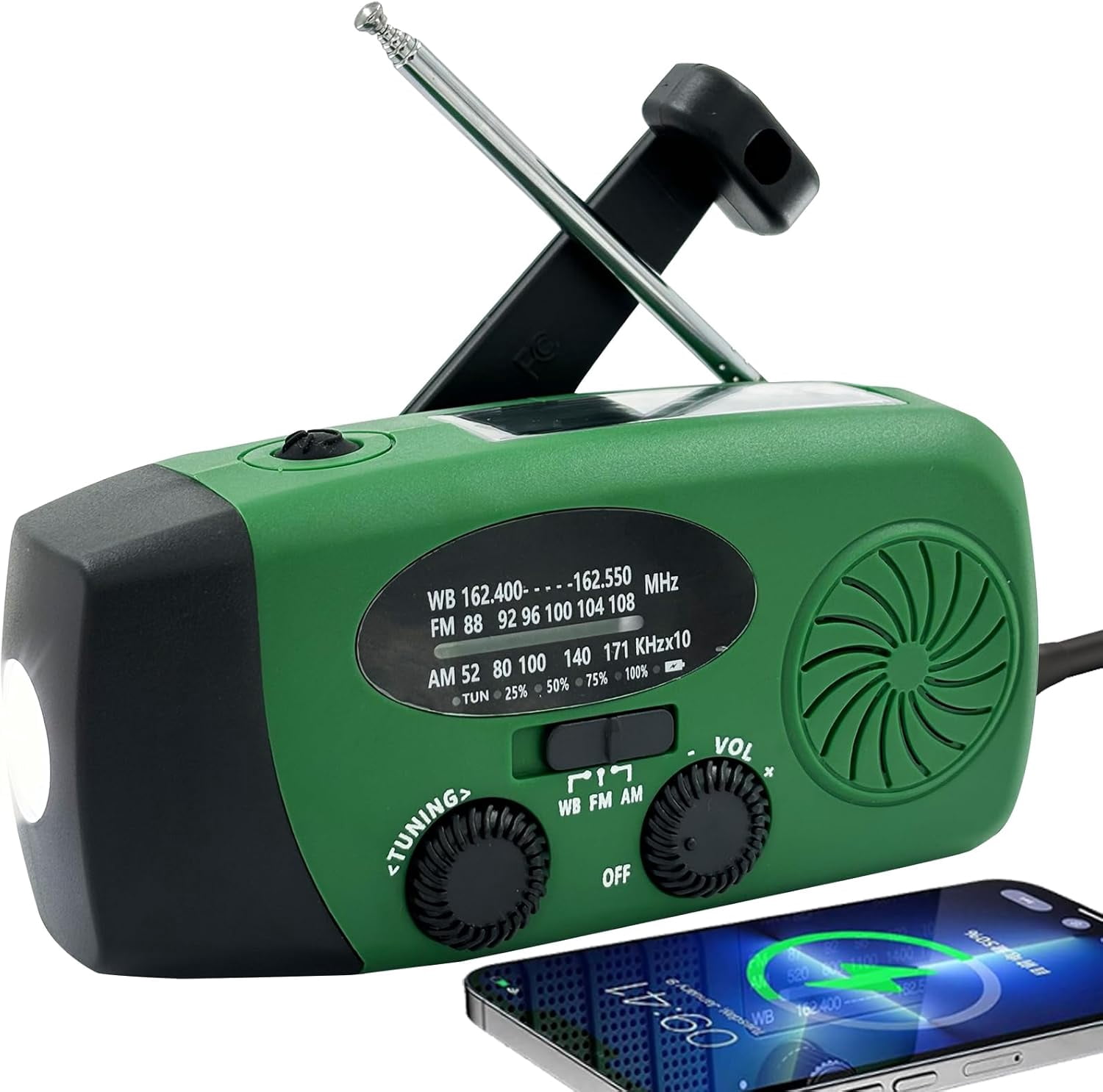 Emergency Hand Crank Radio with LED Flashlight for Emergency, AM/FM ...