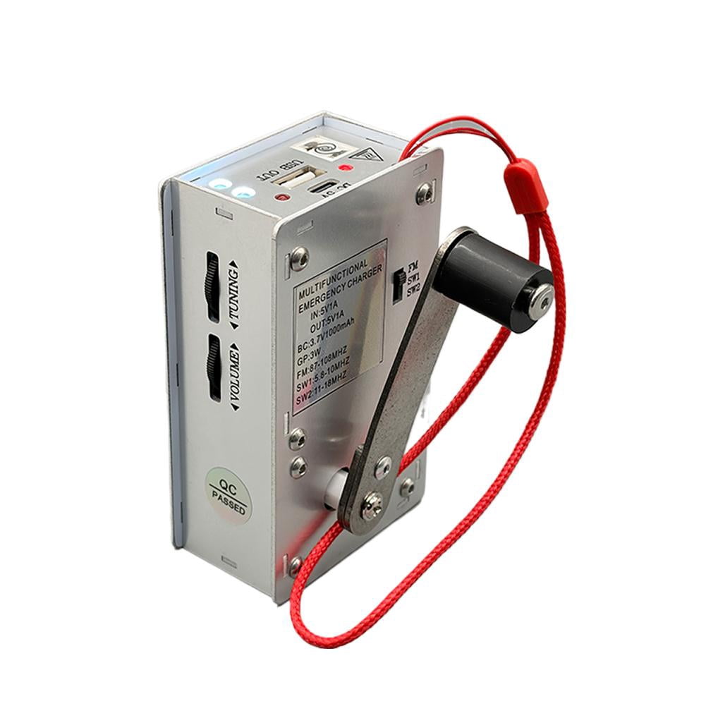 Emergency Hand Crank Radio Power Bank, Aluminum Alloy Multi-Band FM SW ...