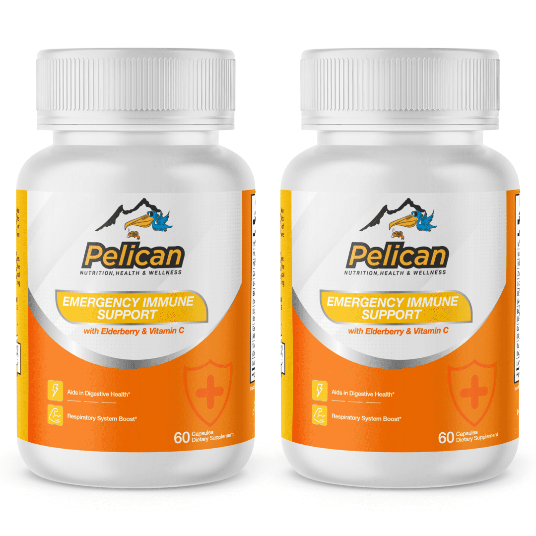 Emergency Immune Support, Elderberry/Vitamin C- 2 Bottles- 120 Capsules-Pelican Vitamins ...