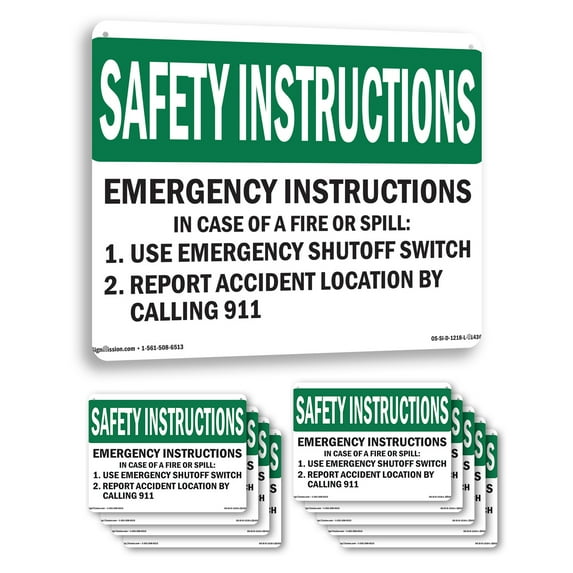 Emergency Instructions In Case Of A Fire OSHA Safety Instructions ...