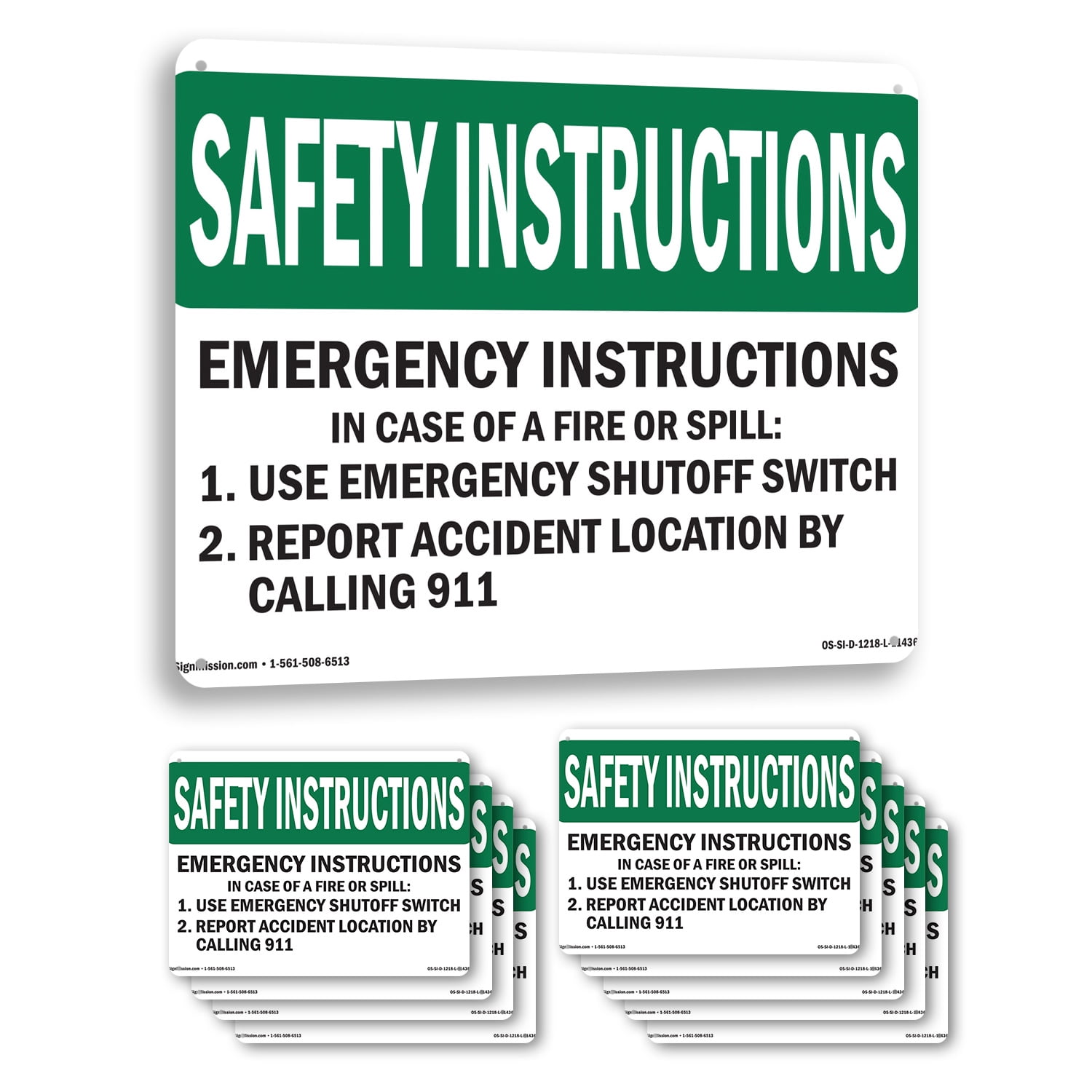 Emergency Instructions In Case Of A Fire OSHA Safety Instructions Rigid ...