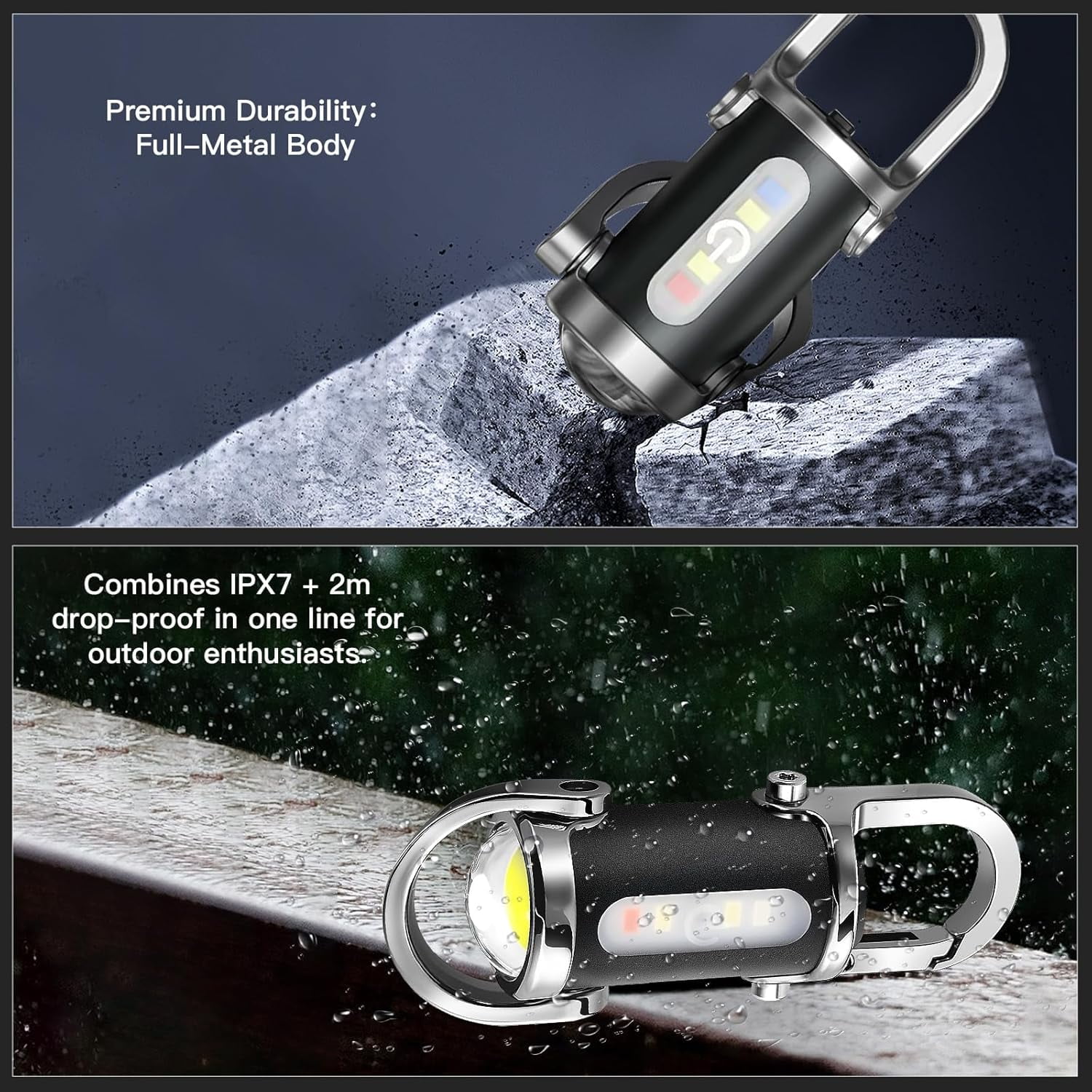 Emergency Keychain Flashlight（3 in 1）, Rechargeable 600 Lumens EDC Tool ...