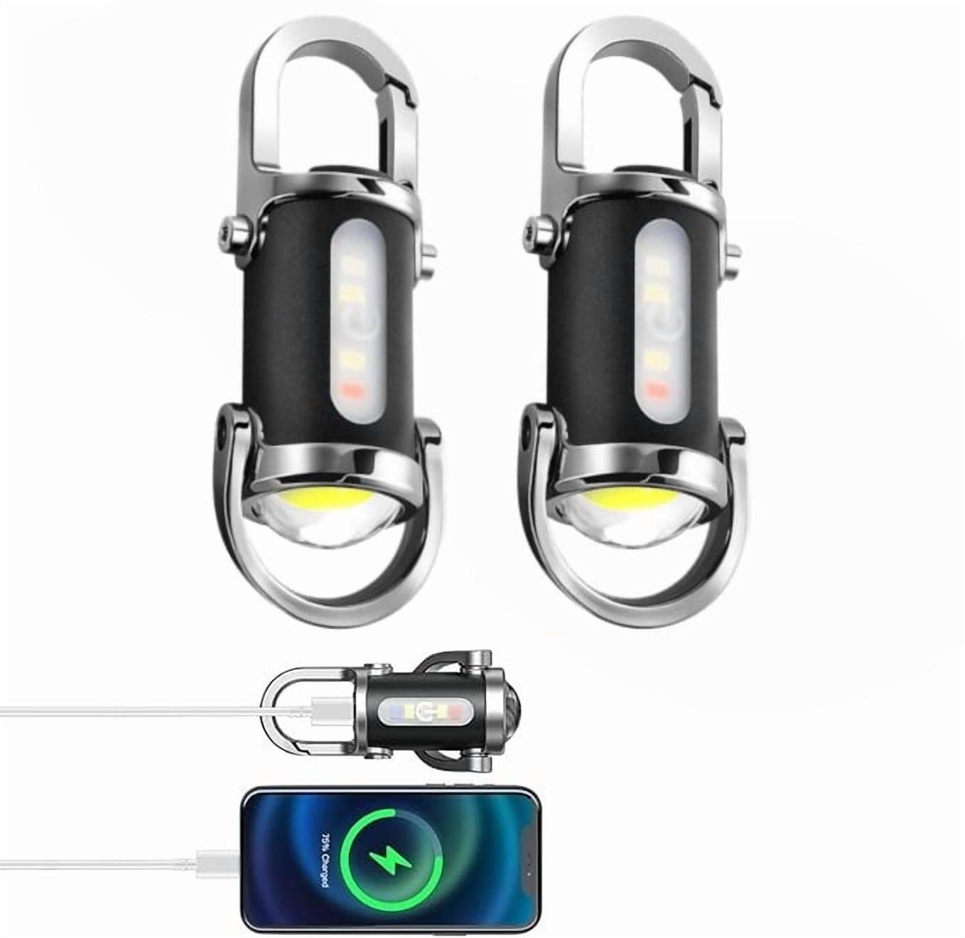 Emergency Keychain Flashlight（3 in 1）, Rechargeable 800 Lumens EDC Tool ...