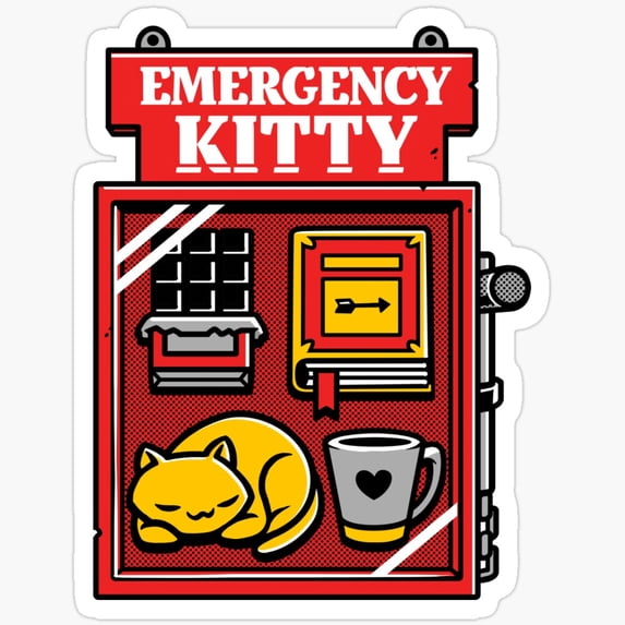 Emergency Kitty Sticker Phone Decal Water Bottle Stickers Car Decals ...