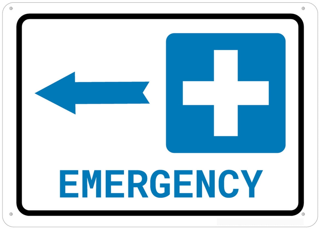 Emergency Left Arrow Sign Outdoor, Uv Printed Rust Free Aluminum 12 X 8 ...