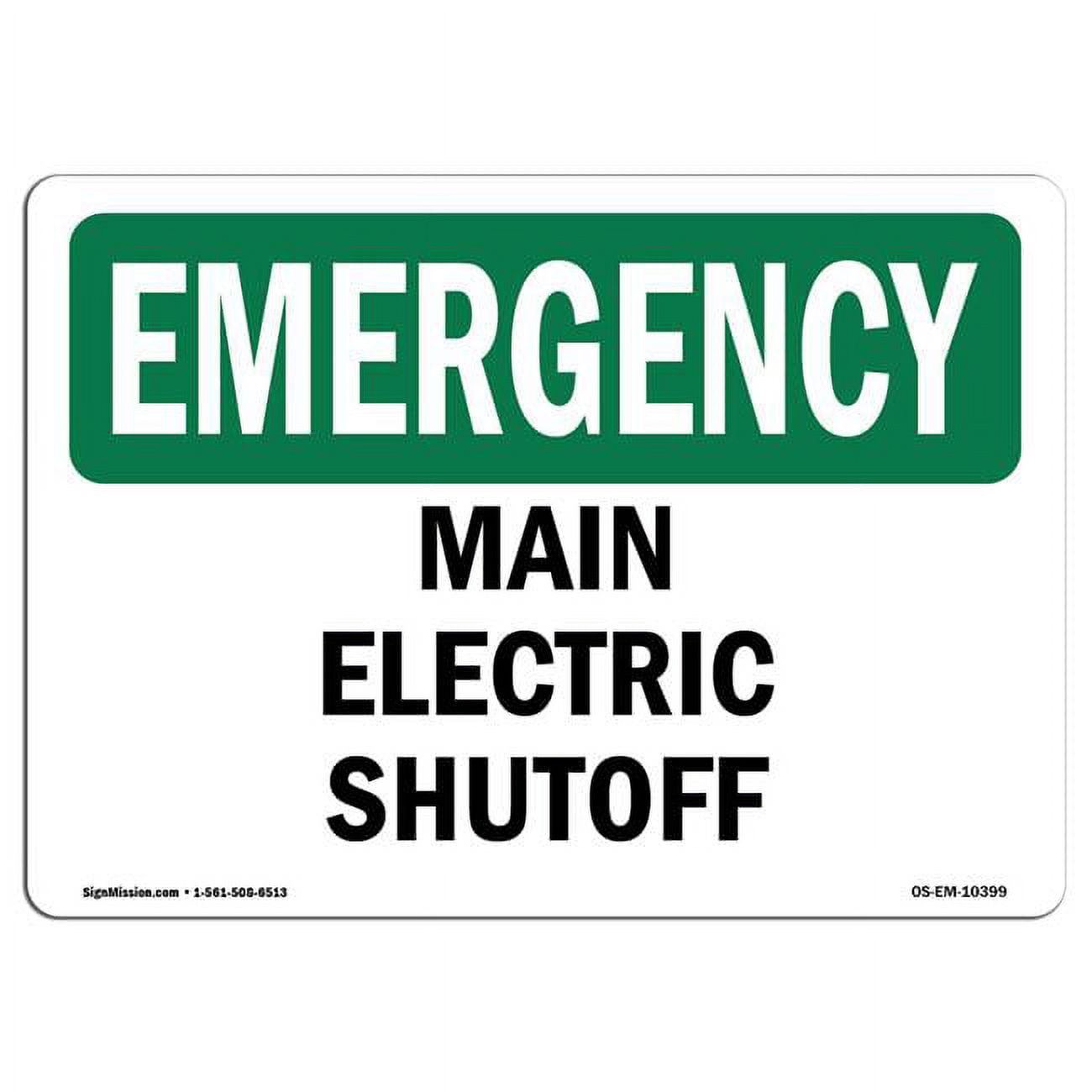 Emergency Main Electric Shutoff OSHA Decal Sign - Walmart.com