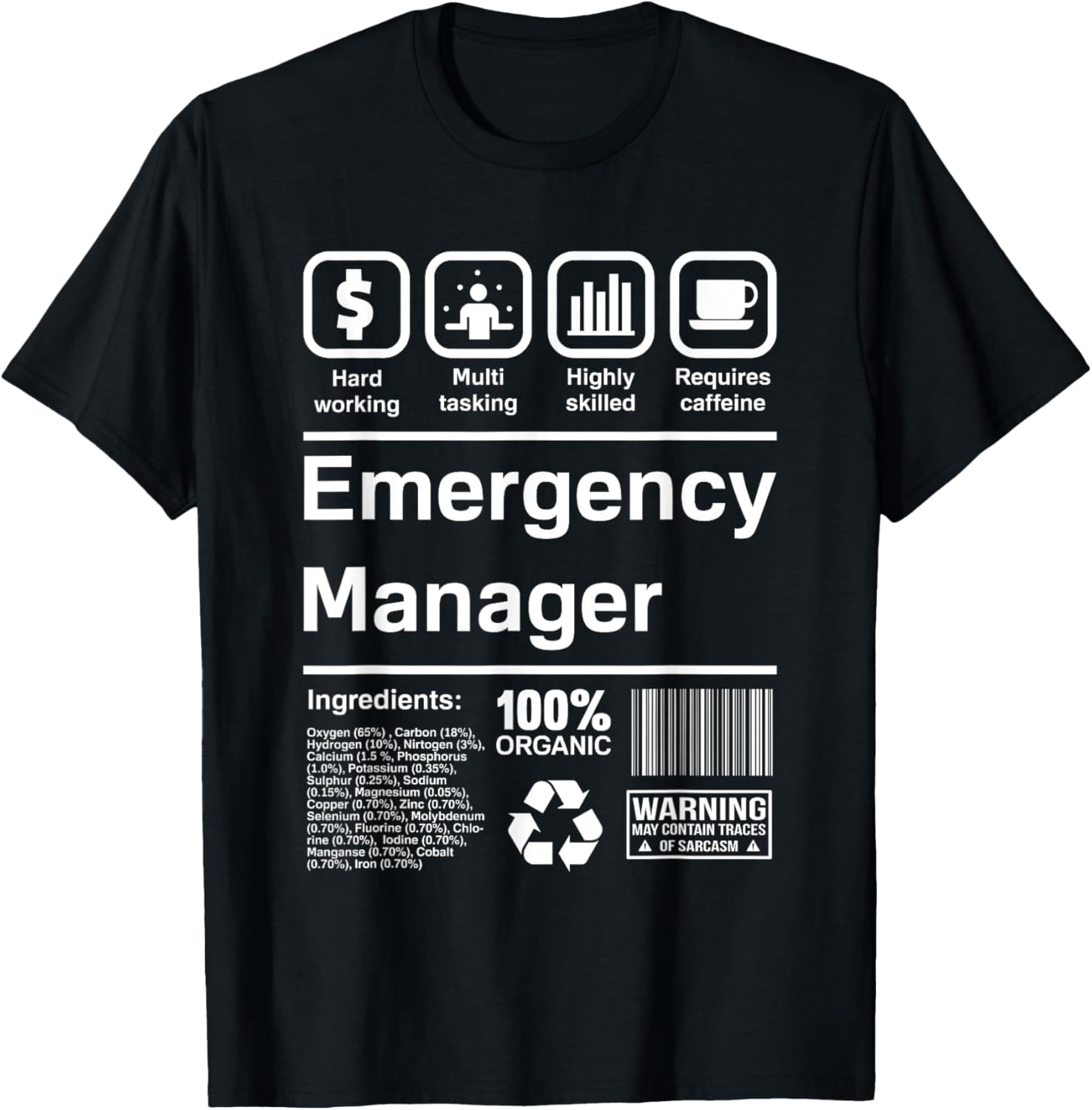 Emergency Manager T-Shirt Funny Gift Idea T-Shirt Casual Short Sleeve ...
