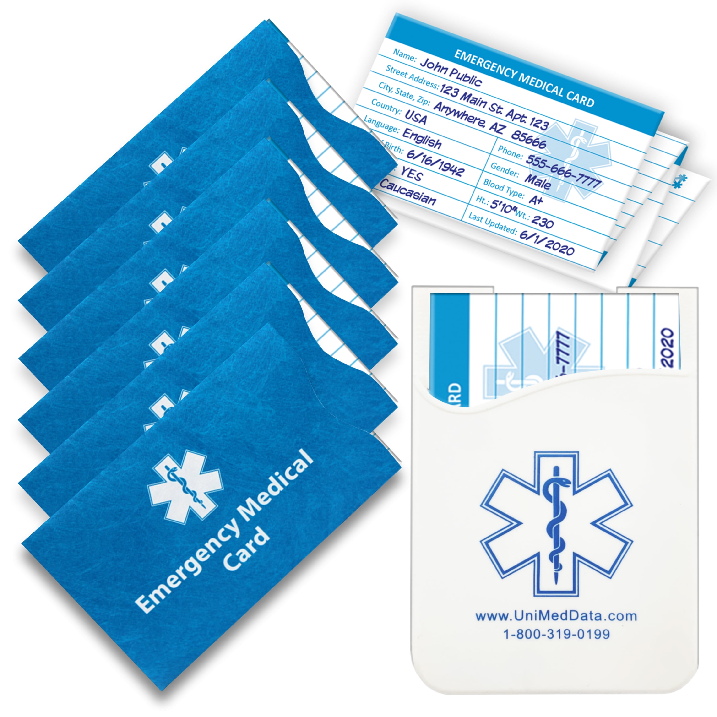 Emergency Medical Alert Information ID Wallet Cards with Protective ...