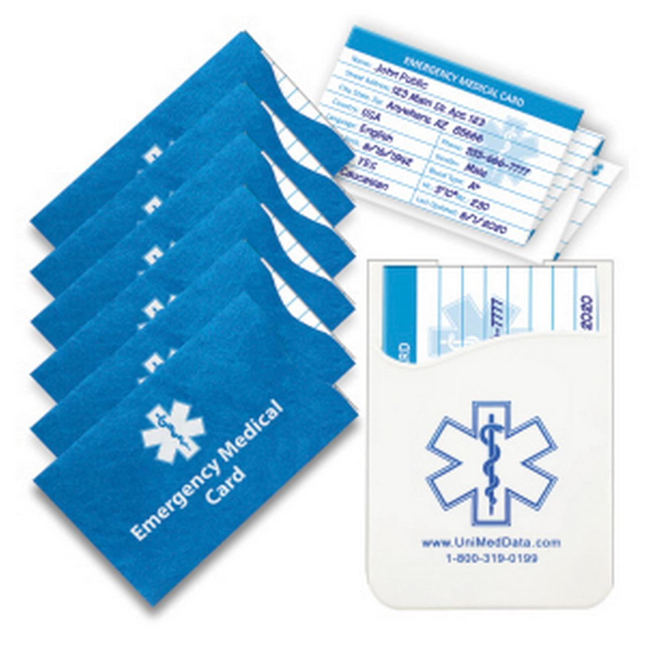 Emergency Medical Card 6 Pack with Medical Alert Silicone Holder ...