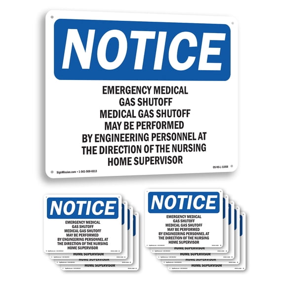 Emergency Medical Gas Shutoff Medical Gas OSHA Notice Aluminum Sign 10 ...