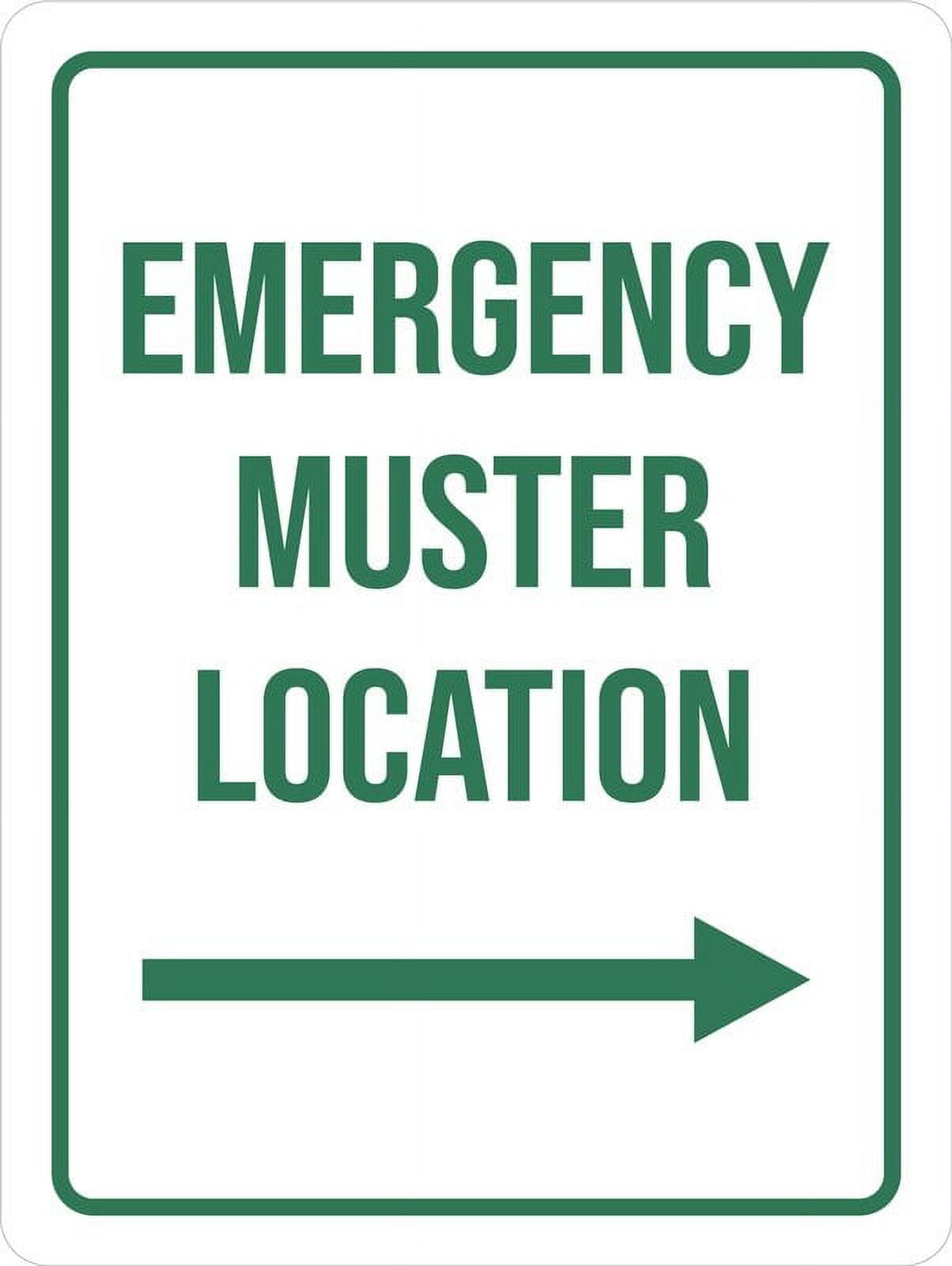 Emergency Muster Location Arrow Right Sign Safety Restriction Alert ...