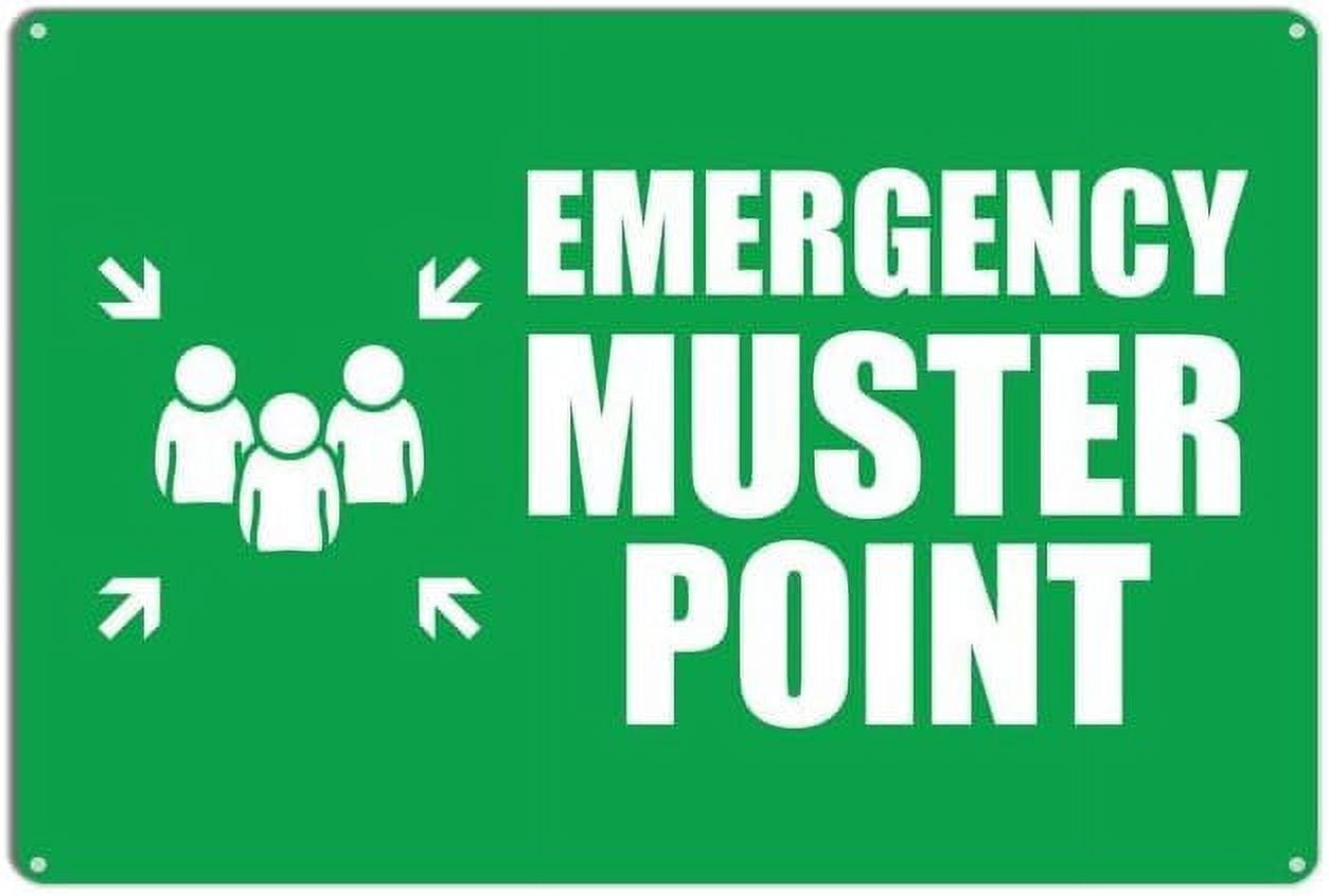 Emergency Muster Point Sign - Caution Safety Signs, Aluminum Warning ...