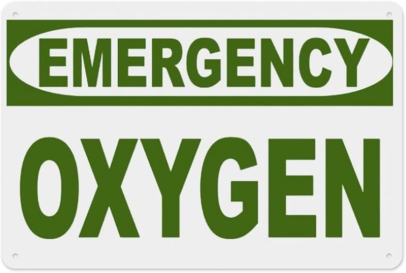 Emergency Oxygen Sign Aluminum Tin Warning Signs for Home Outdoor ...