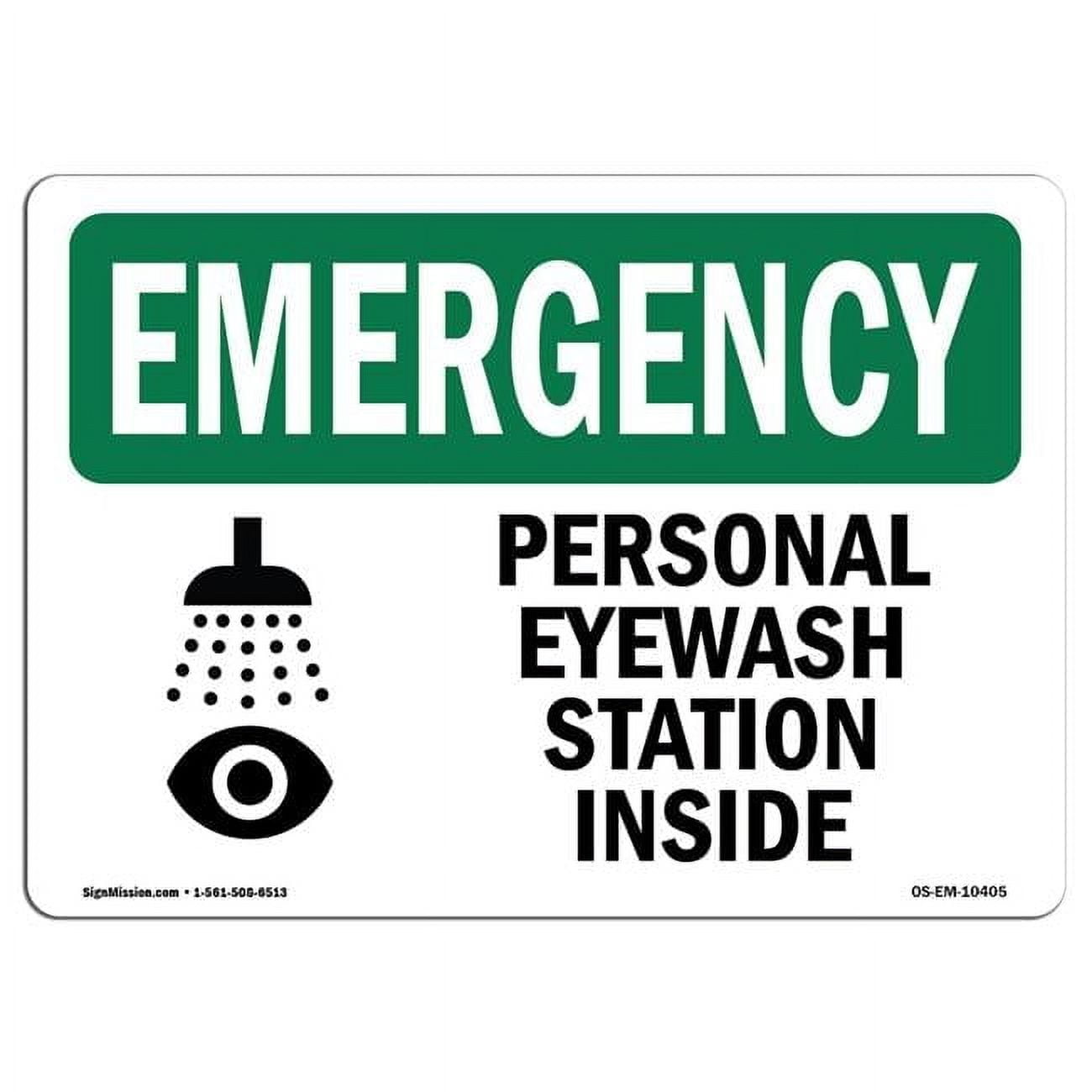 Emergency Personal Eyewash Station Inside With Symbol Osha Decal Sign