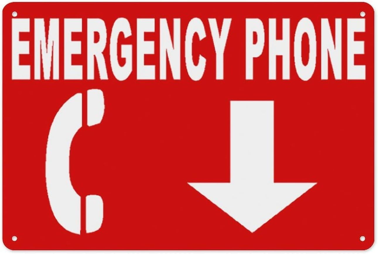 Emergency Phone Sign with Arrow 8"x12" - Aluminum Tin Warning for Home ...