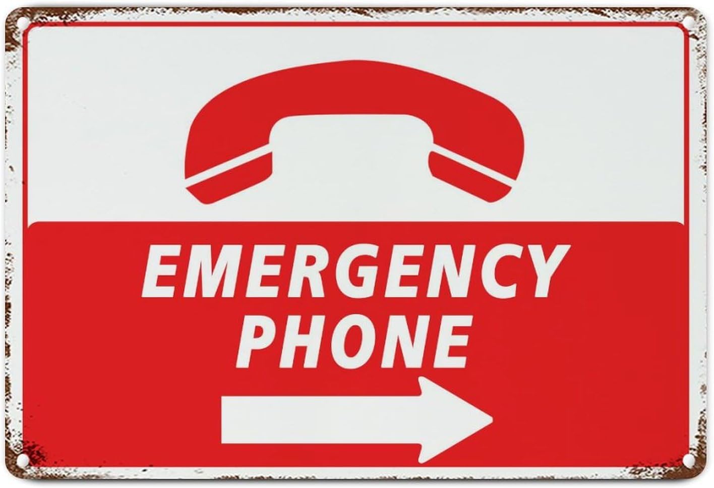 Emergency Phone Warning Signs Metal Sign 8 X 12 Inches - Walmart.com