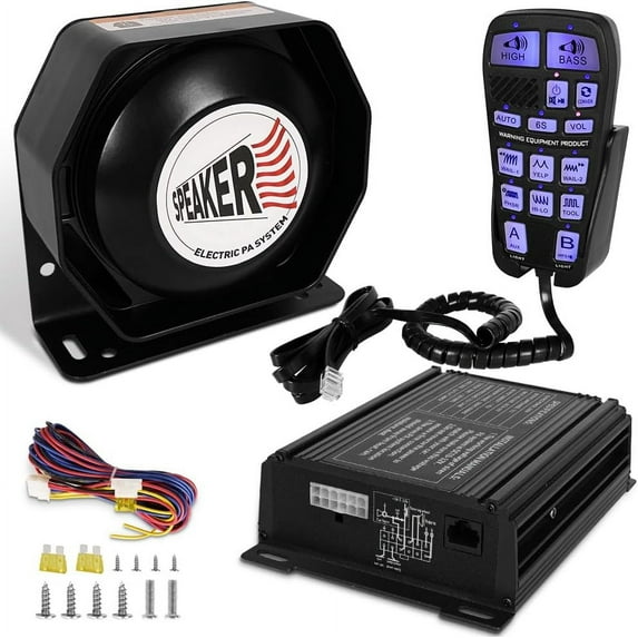 Emergency Police Siren 200W Multi-Tones PA System Slim Speaker Sirens ...