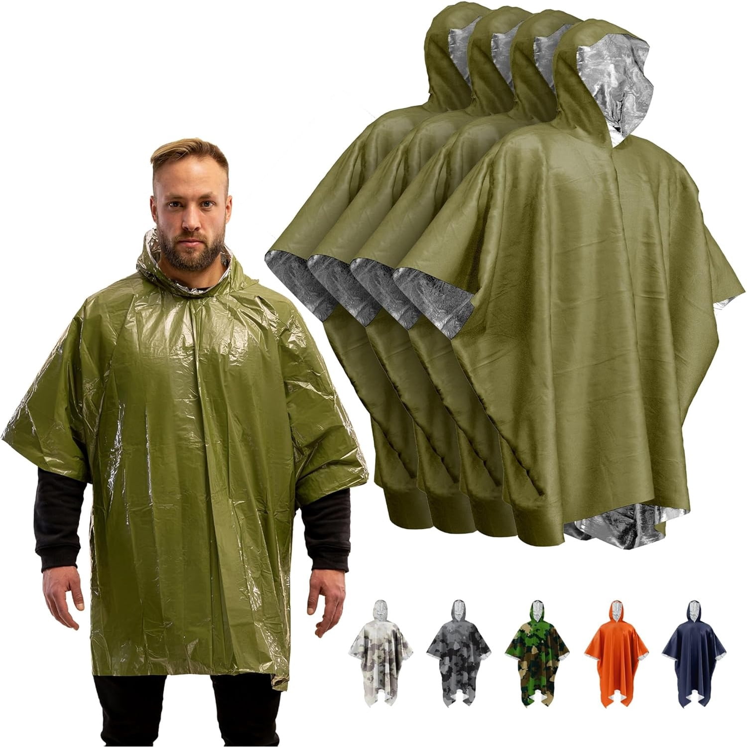 Emergency Poncho and Mylar Blanket Liner - Waterproof, Wind-Resistant ...