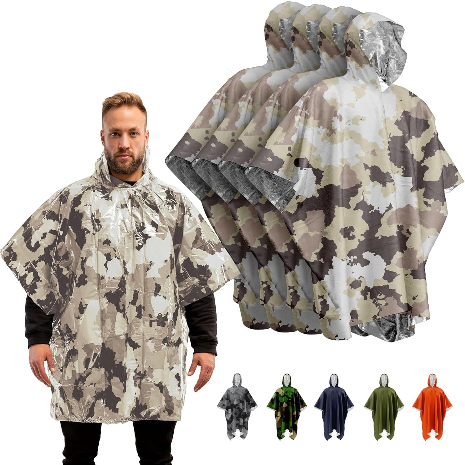 Emergency Poncho and Mylar Blanket Liner - Waterproof, Wind-Resistant ...