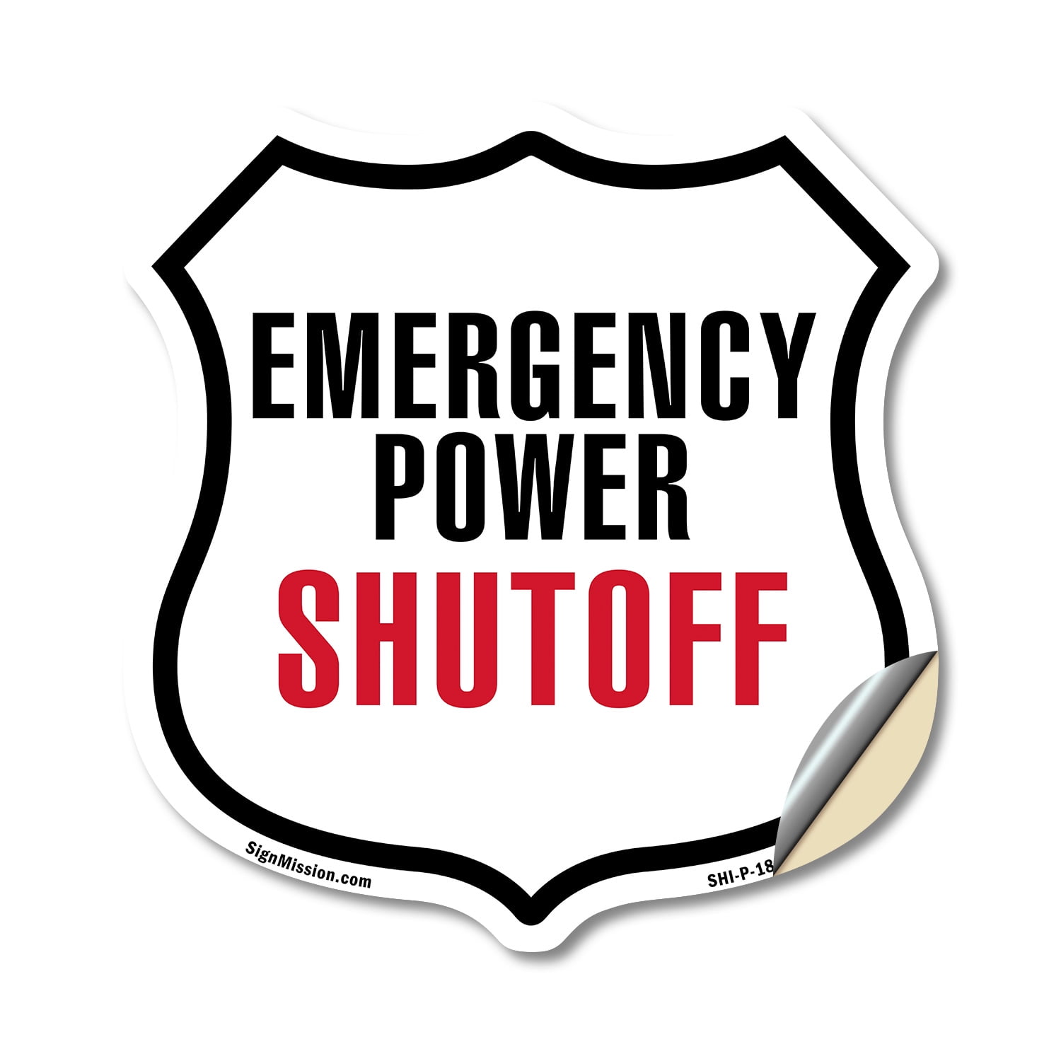 Emergency Power Shut Off (2 Pack) 4 inch X 4 inch Shield Shaped Heavy ...