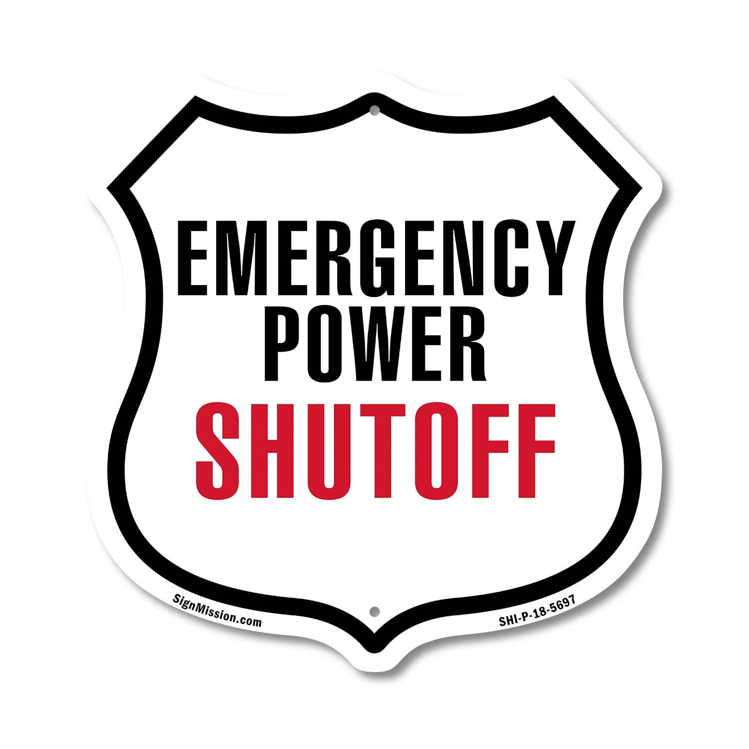 Emergency Power Shut Off 6 inch X 6 inch Shield Shaped Commercial Grade ...